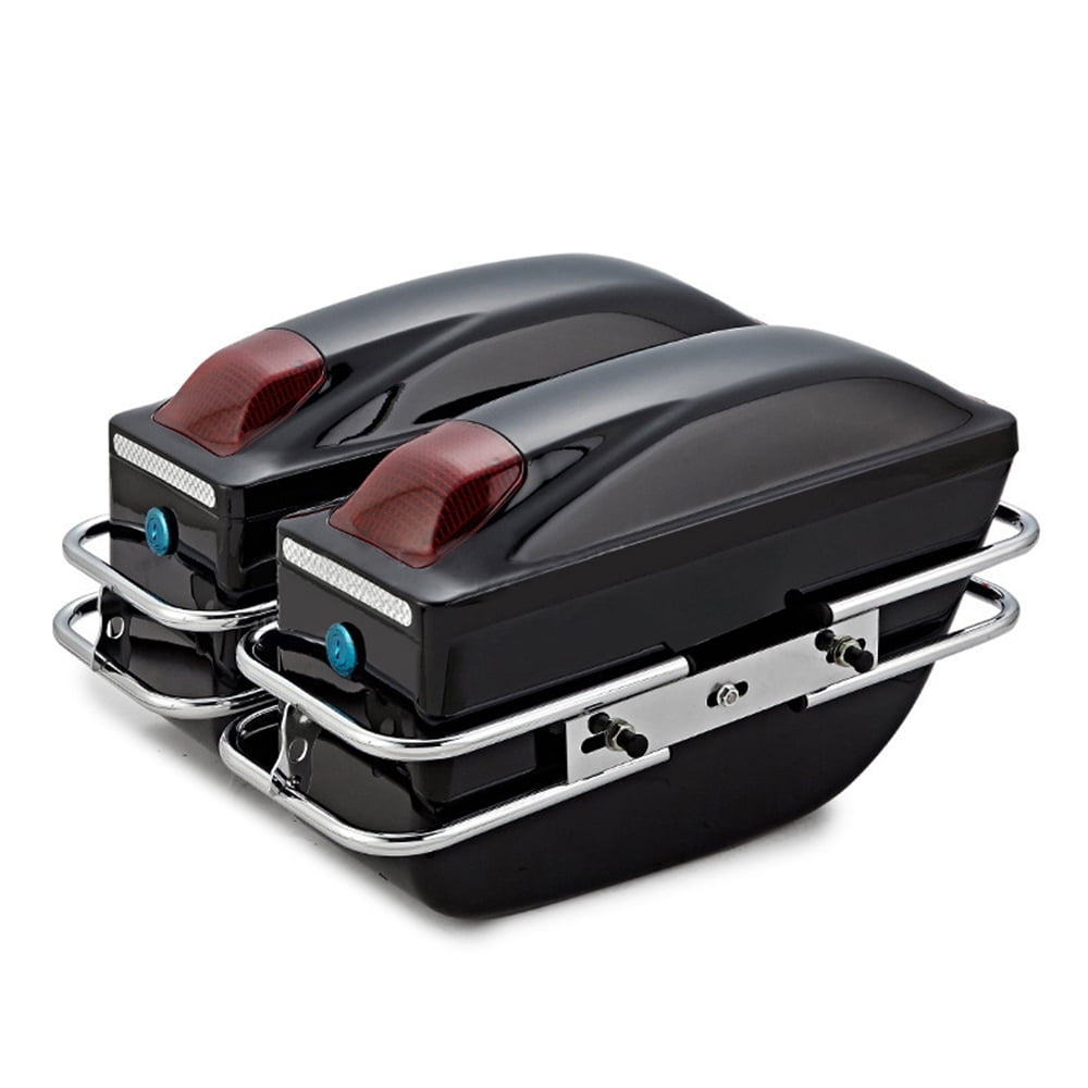 XiongXiong Universal Led Motorcycle Hard Saddle Bags W/ Mounting ...