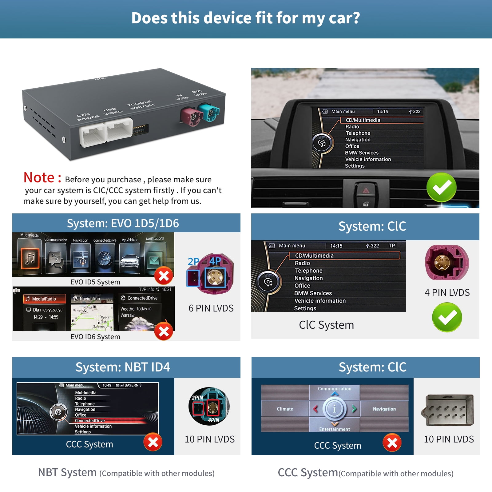 AUTOABC Wireless CarPlay Adapter for BMW 7 Series F01 F02 CIC - OEM ...