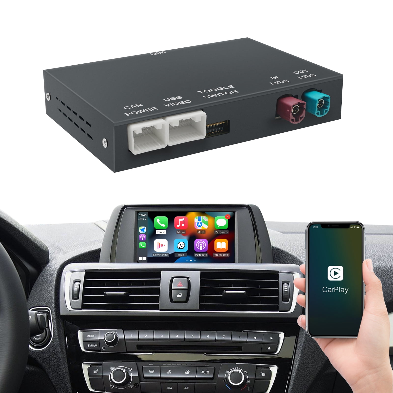 AUTOABC Wireless CarPlay Adapter for BMW X1 X3 X4 CIC System E84 F25 ...