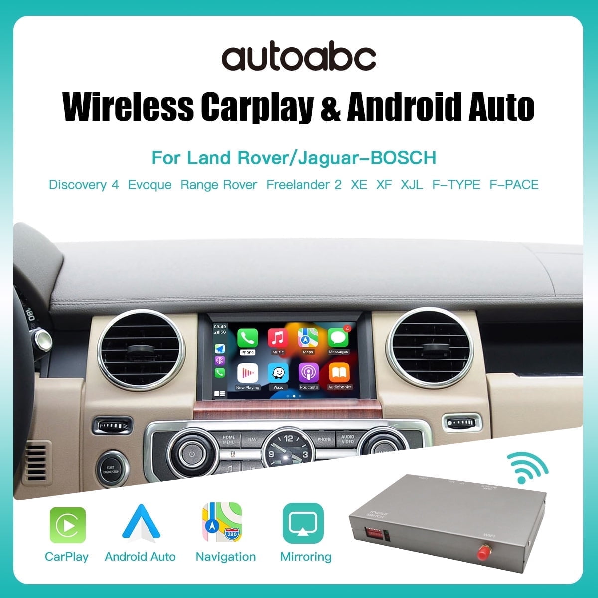 AUTOABC Wireless Carplay Android Auto Fits For Land Rover Jaguar Bosch Discovery 4 Evoque ...