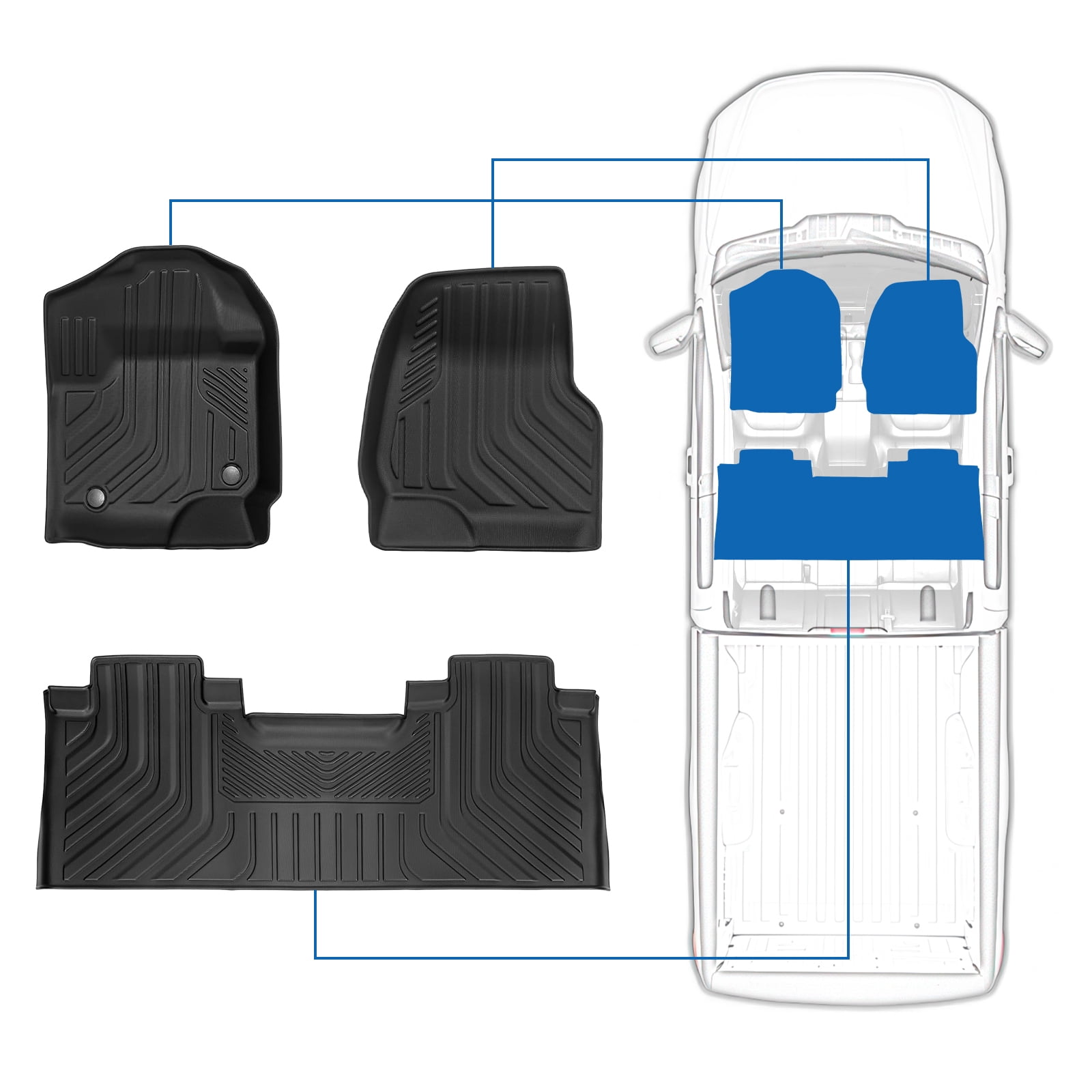 AUTOCESSKING Floor Mats Compatible with F-250 F-350, All Weather Floor ...