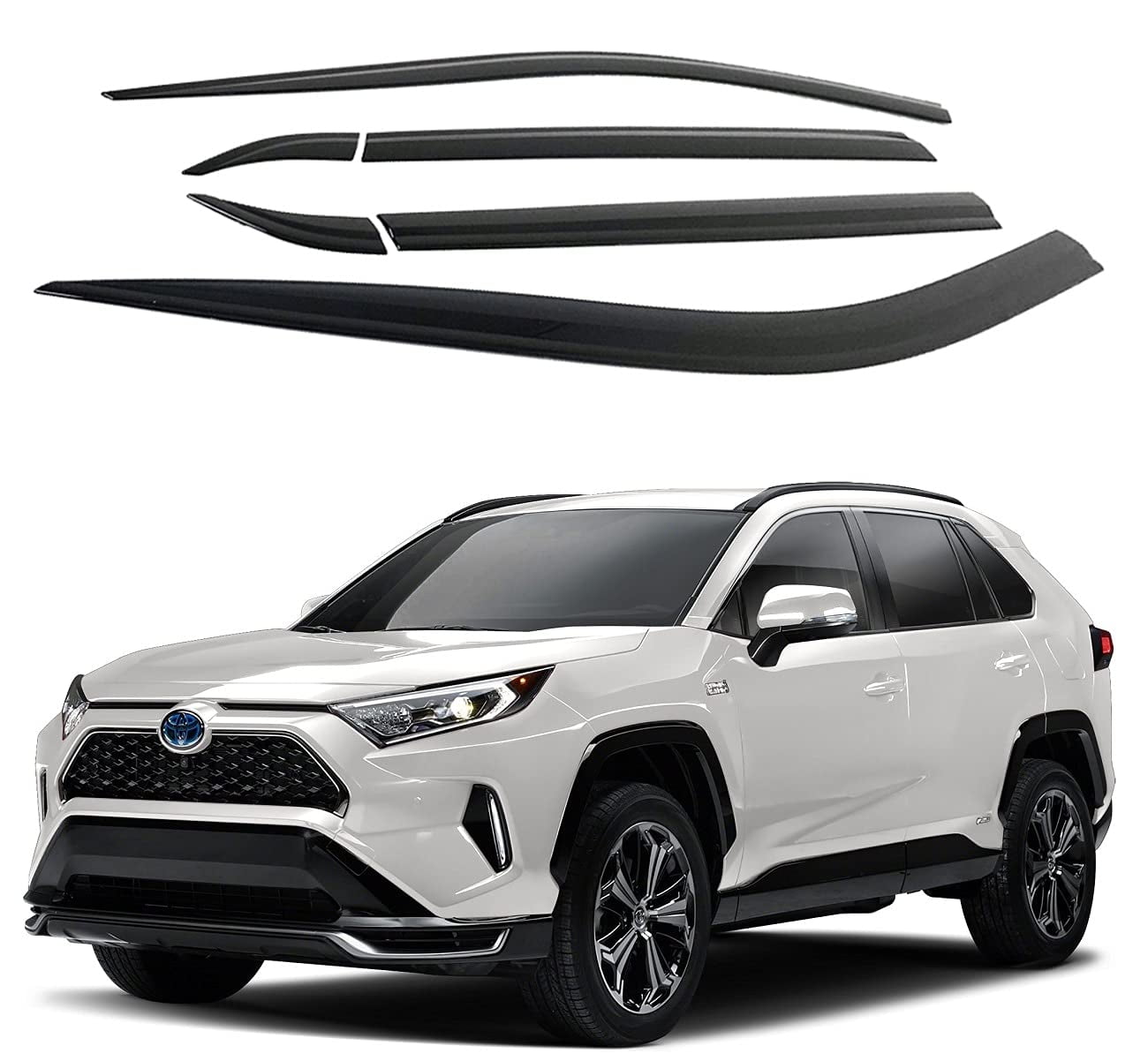 AUTOCLOVER Tape-On Rain Guards Window Visors 6 Pcs Set for Toyota Rav4 ...