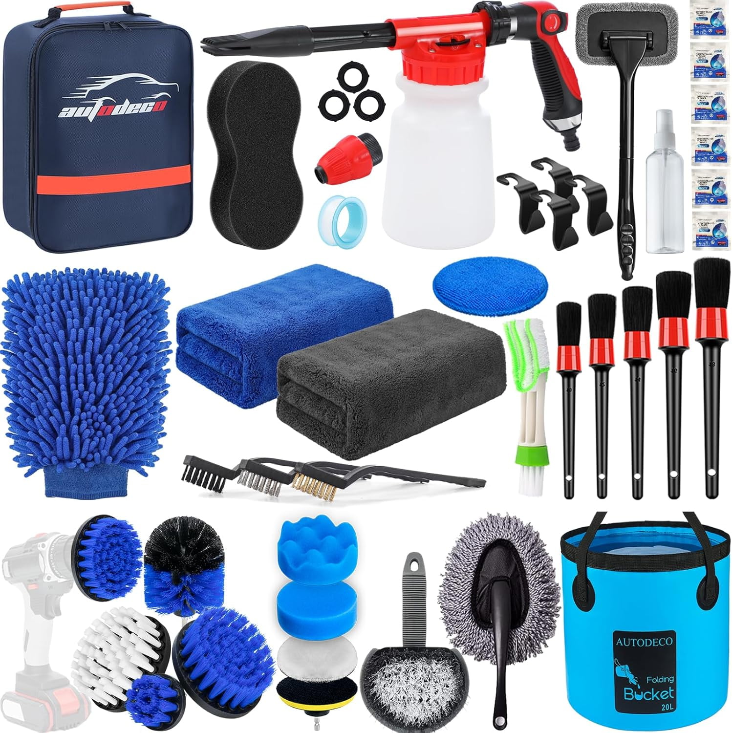 AUTODECO 38Pcs Car Wash Detailing Kit Cleaning Kits with Foam Gun ...