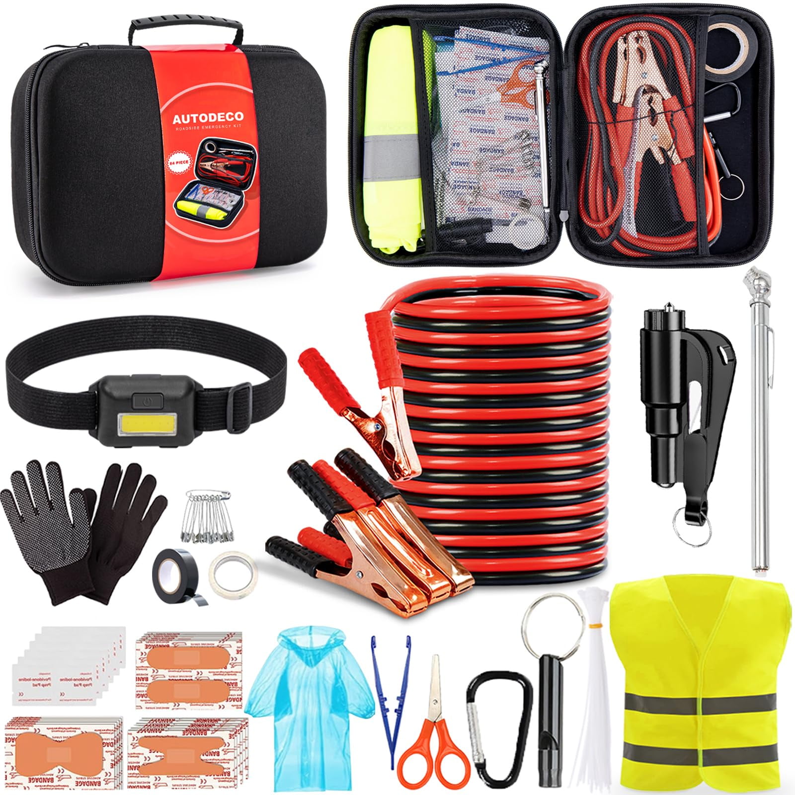 AUTODECO Car Roadside Emergency SSF20 Kit, Portable Car Safety Kit Car ...