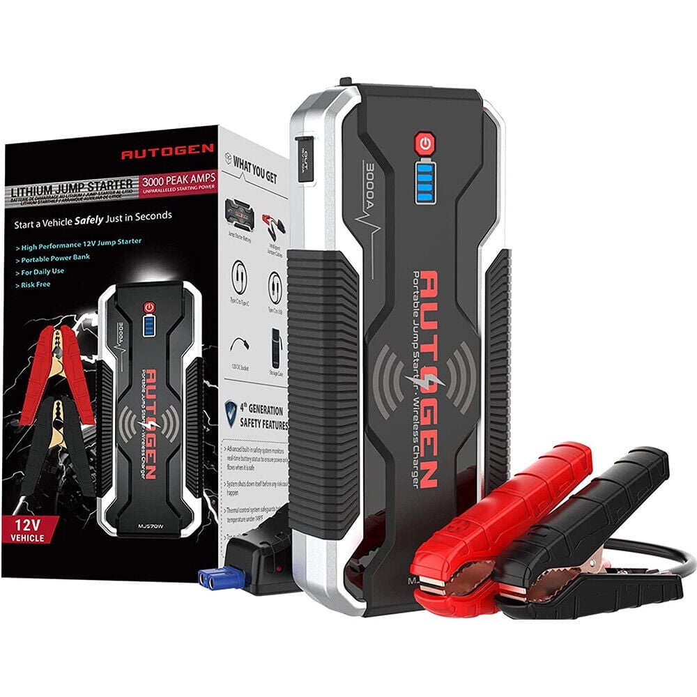 AUTOGEN Jump Starter Portable Battery for Car 3000A 24000mAh for 8.0 ...