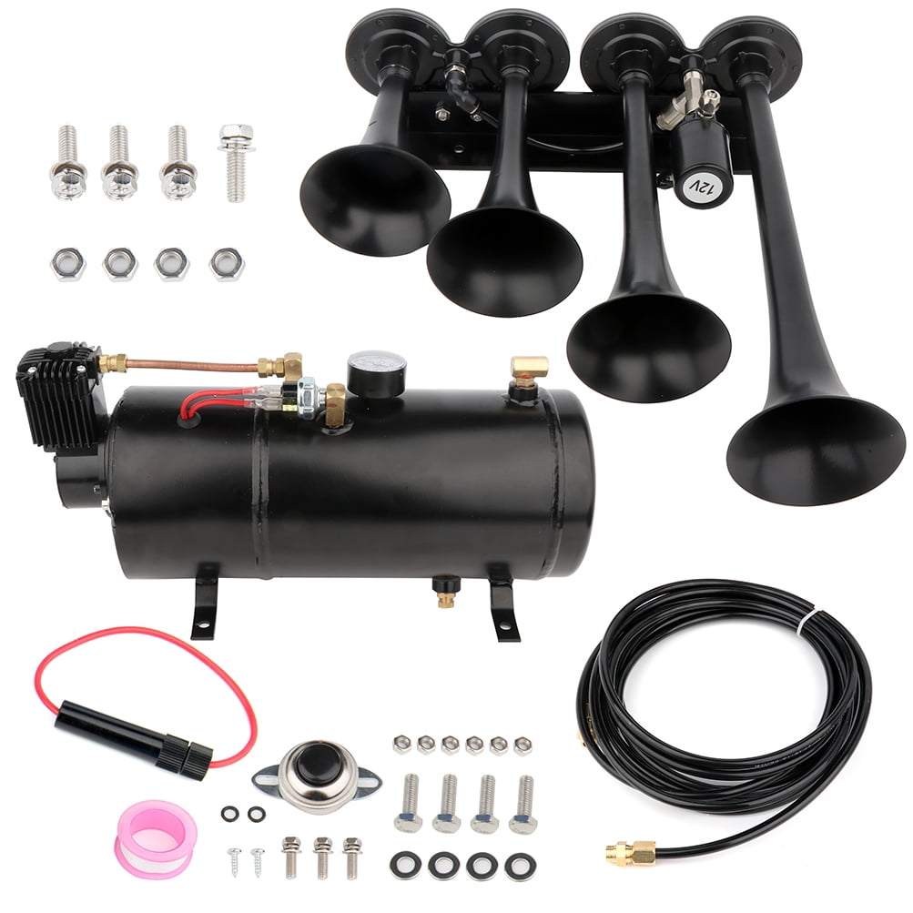 AUTOMUTO 12V 4 Trumpet Loud Electric Train Car Air Horn with 150PSI Air ...