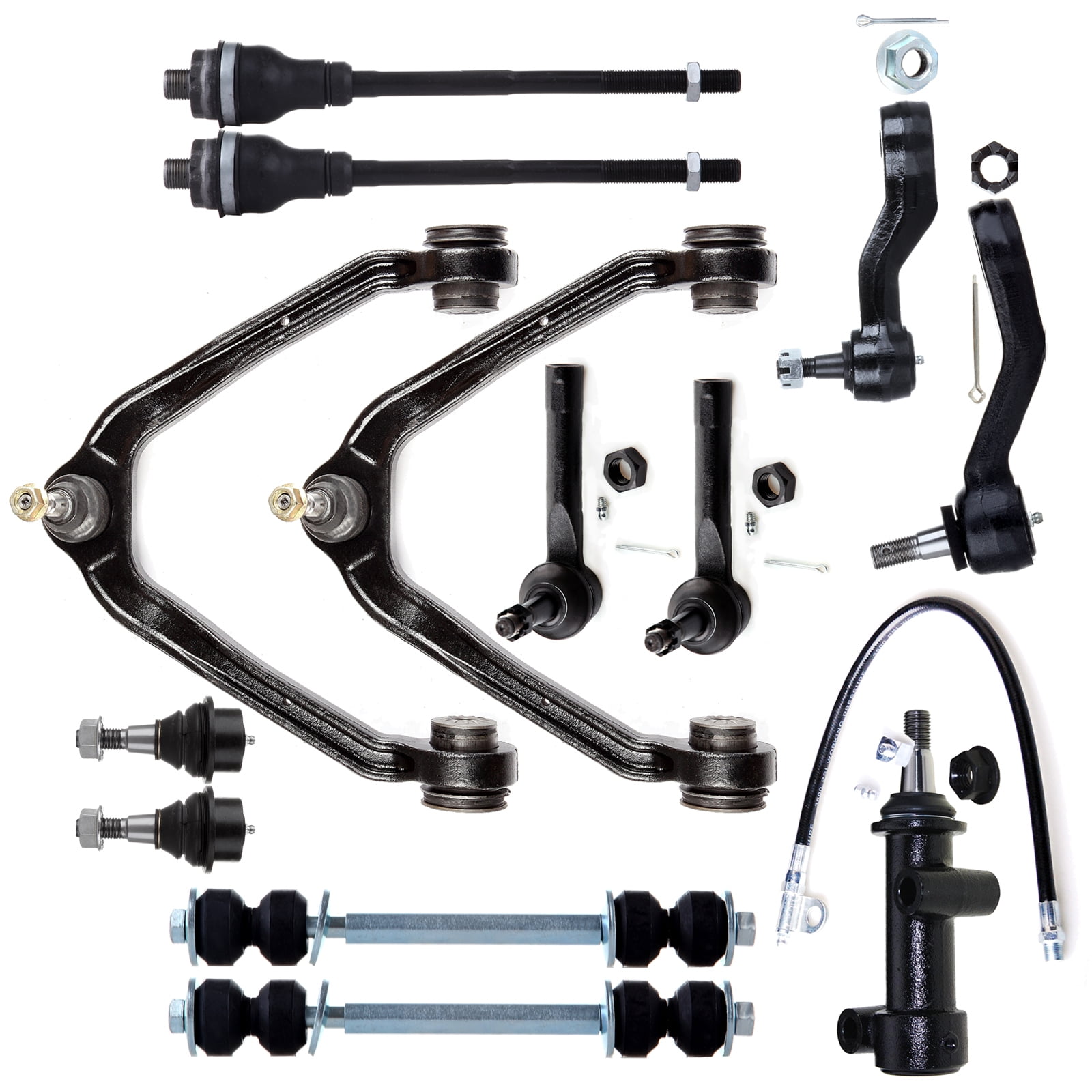 AUTOMUTO 13pc Front End Suspension Kit Upper Control Arm Lower Ball joints All Tie rod Ends Sway ...