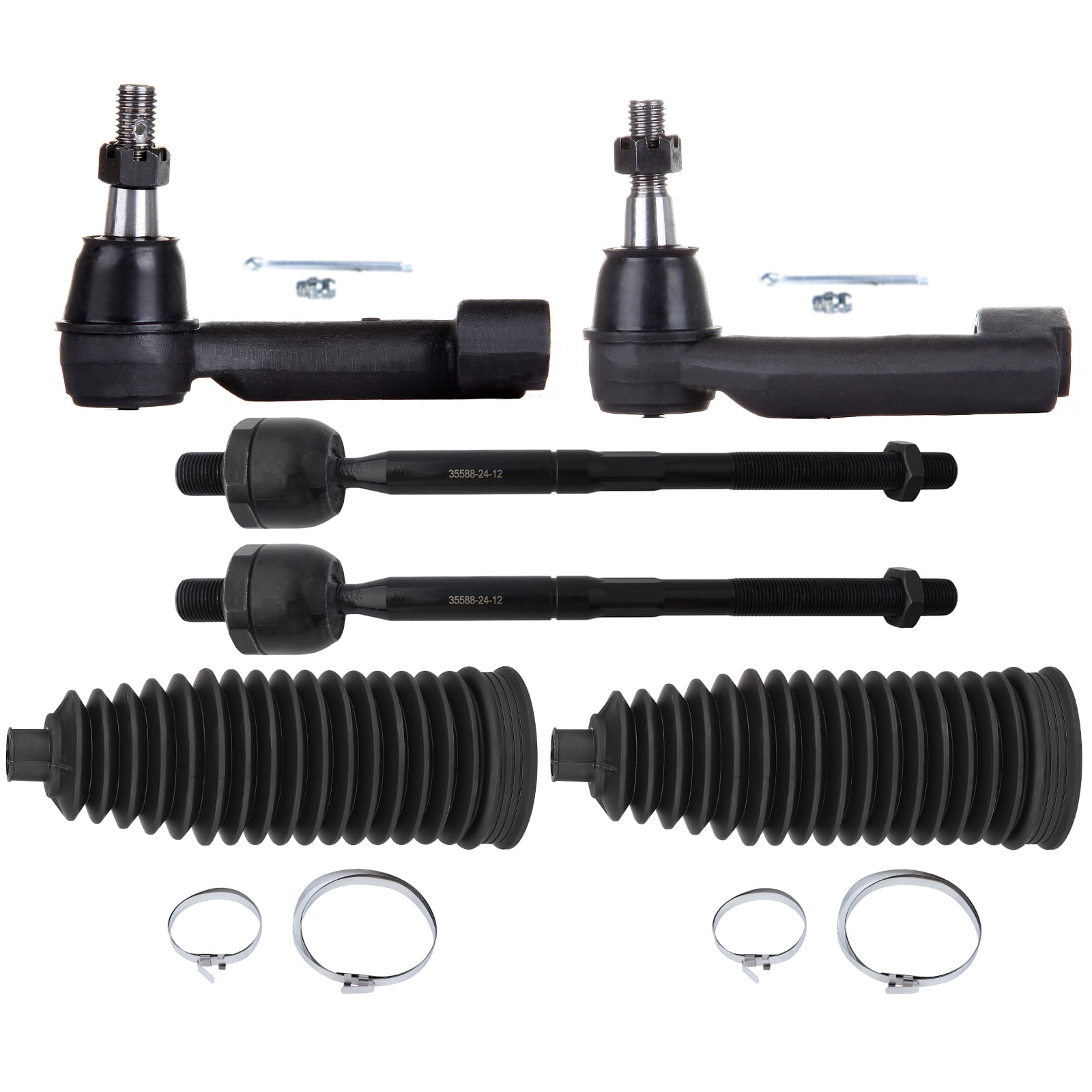 AUTOMUTO 6Pcs Suspension Front Steering Rack Boot Inner Tie Rod End Fit ...