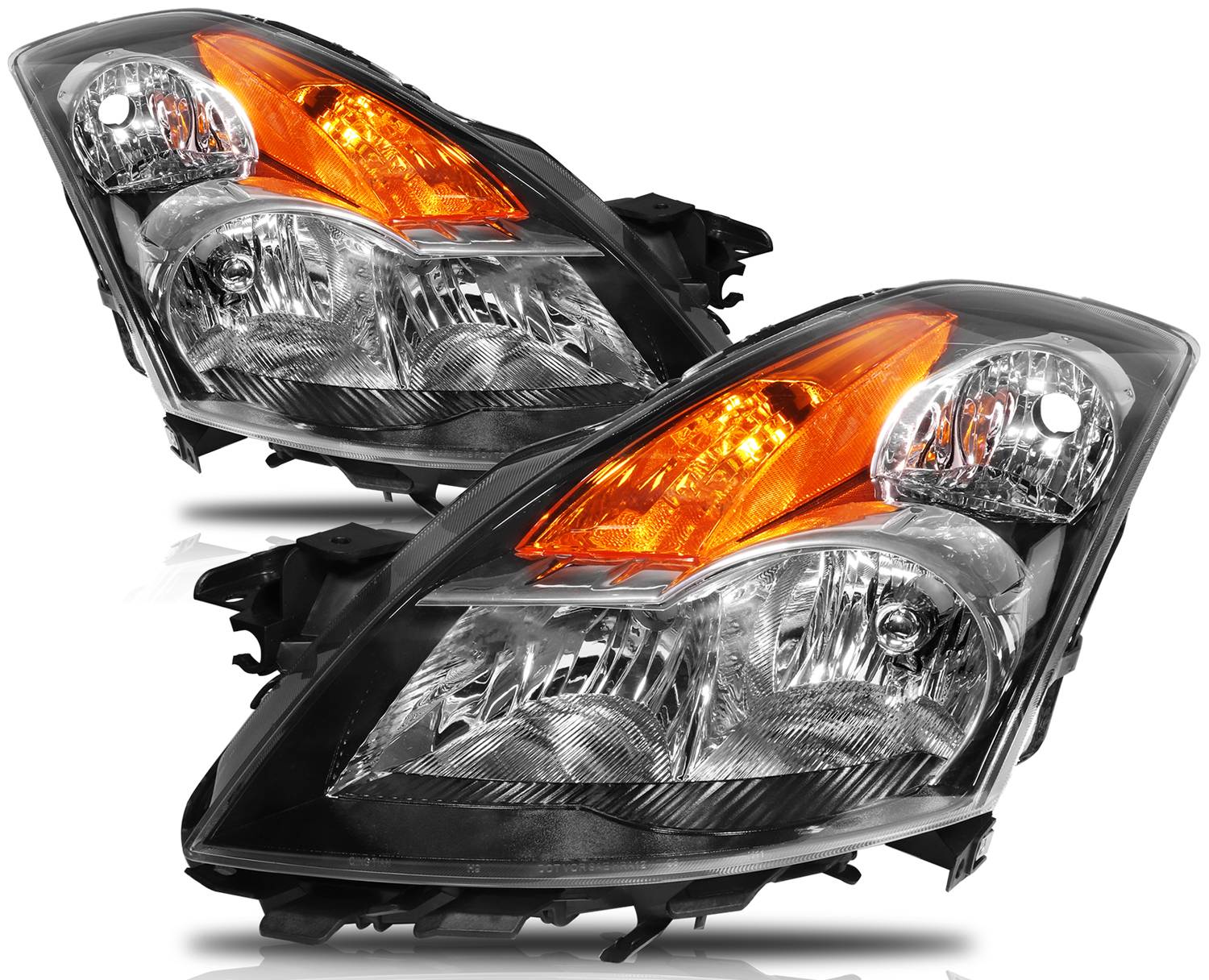 AUTOMUTO Headlight Assembly Black Housing Amber Reflector Clear Lens ...