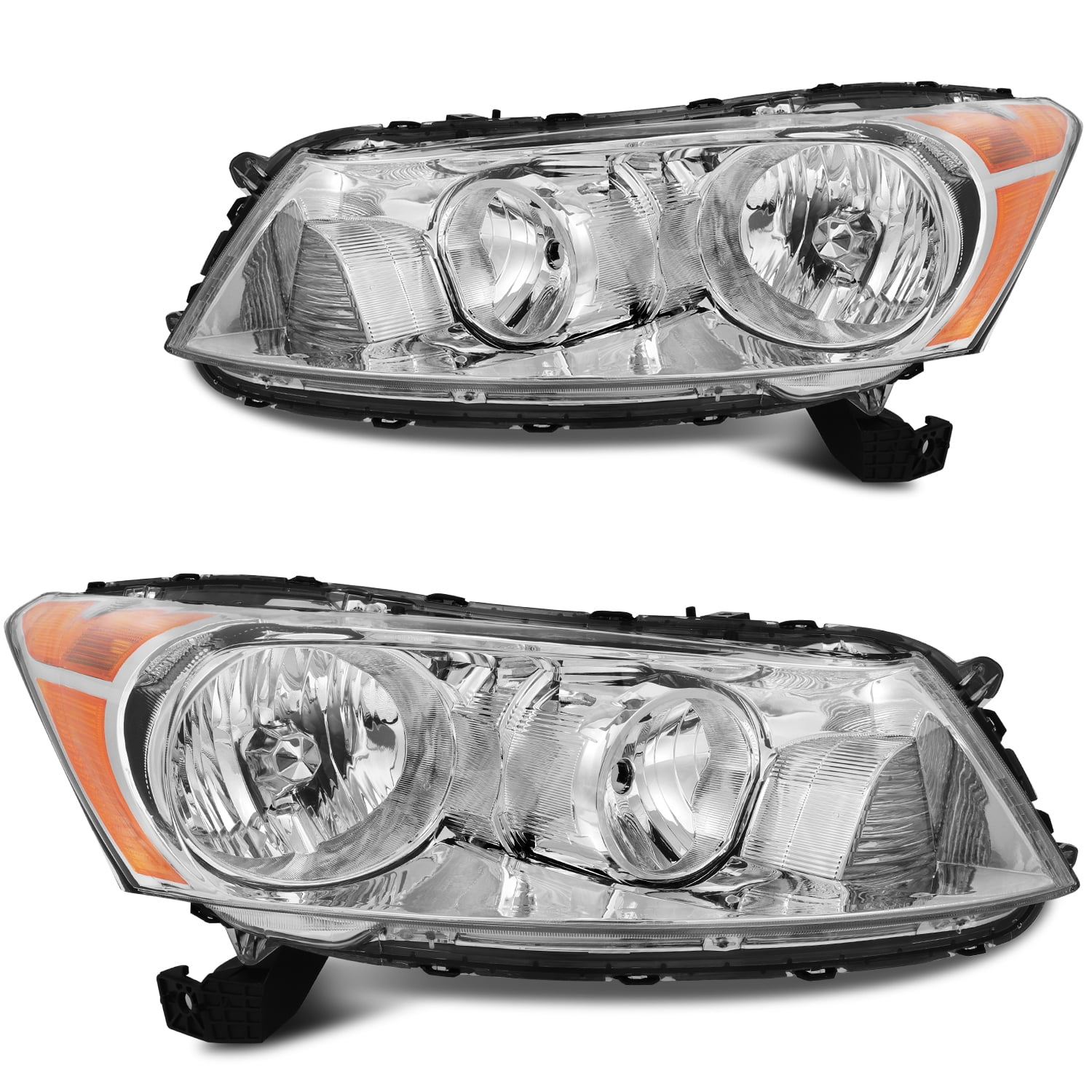 AUTOMUTO Headlight Assembly Chrome Housing Amber Corner Clear Lens for Honda Accord 2008-2012 ...