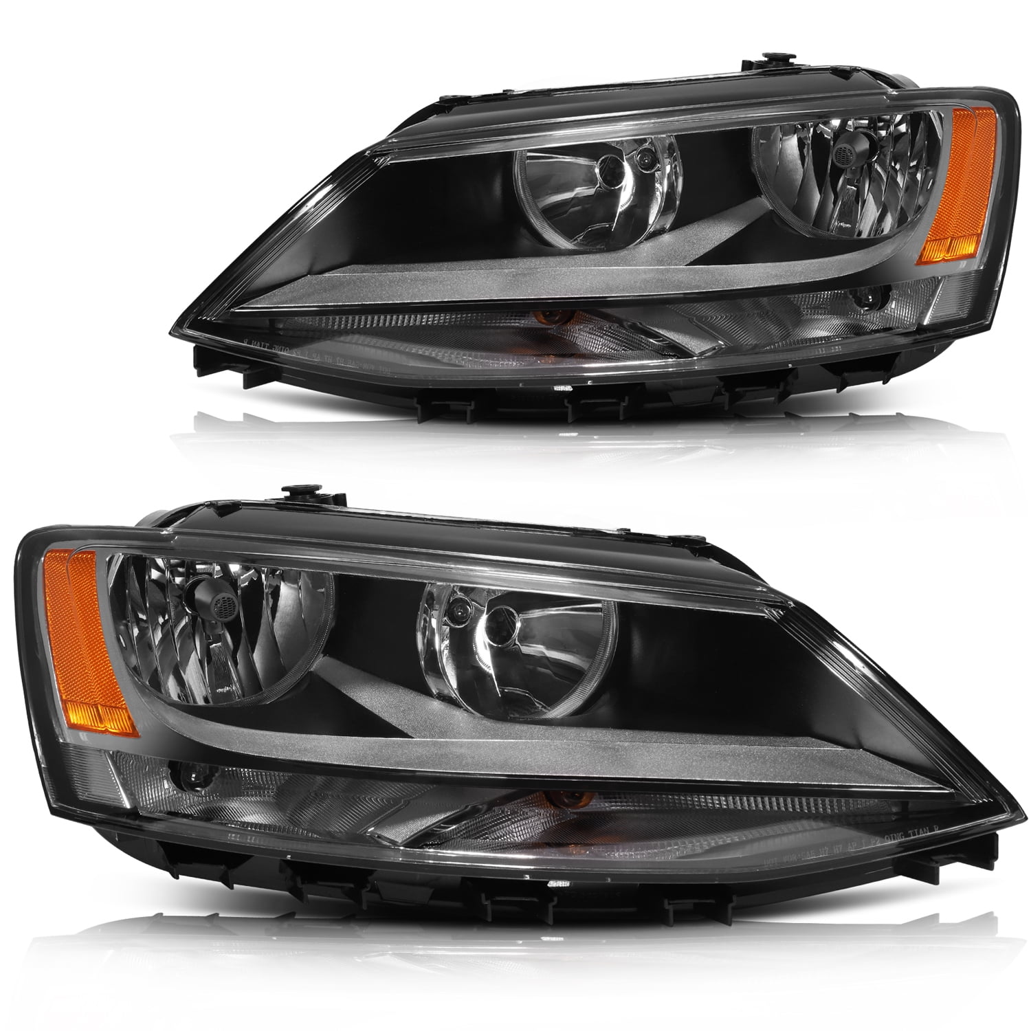 AUTOMUTO Chrome Housing Headlight for Jetta 2011-2018, Amber Clear Lens ...