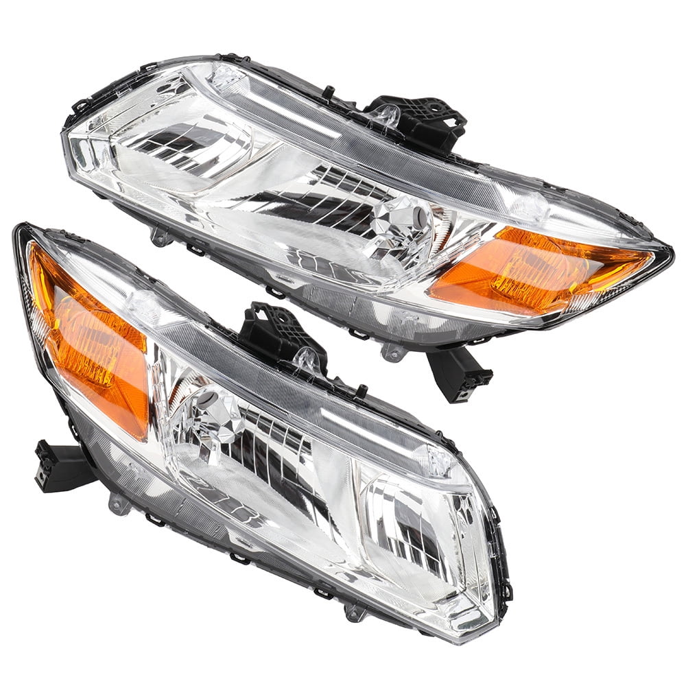 AUTOMUTO Headlight Assembly Chrome Housing Amber Reflector Clear Lens ...