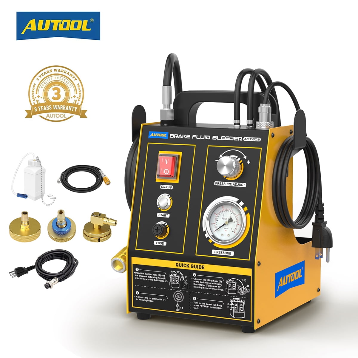 AUTOOL AST605 Brake Fluid Changer, Automotive Brake Fluid Bleeder, 110V Brake System Bleeding ...