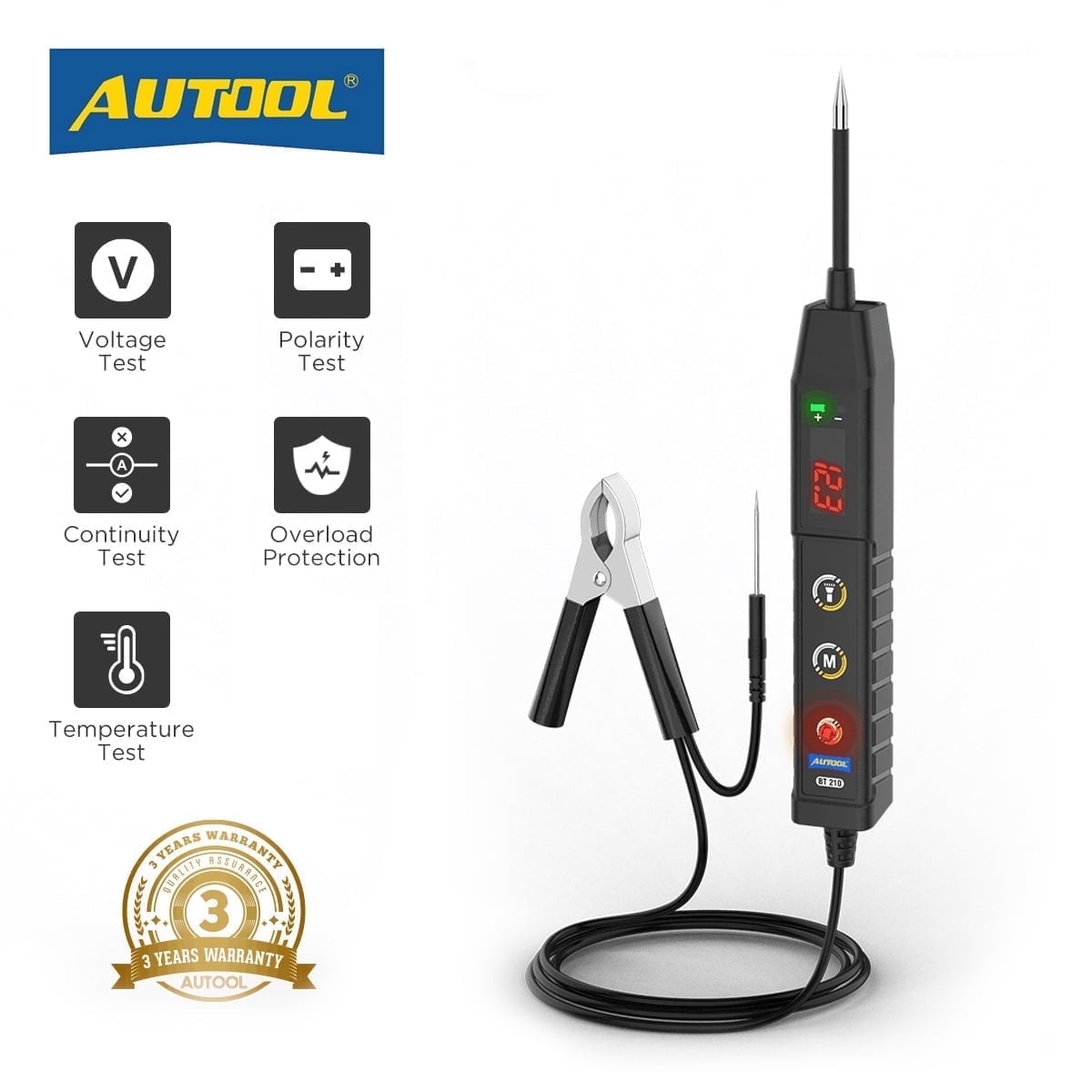 AUTOOL BT210 Automotive Power Circuit Probe Tester Fuse Tester 9V to ...