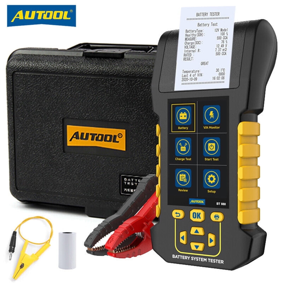 AUTOOL BT880 Battery Load Tester With Printer, 8-30V DC Automotive ...