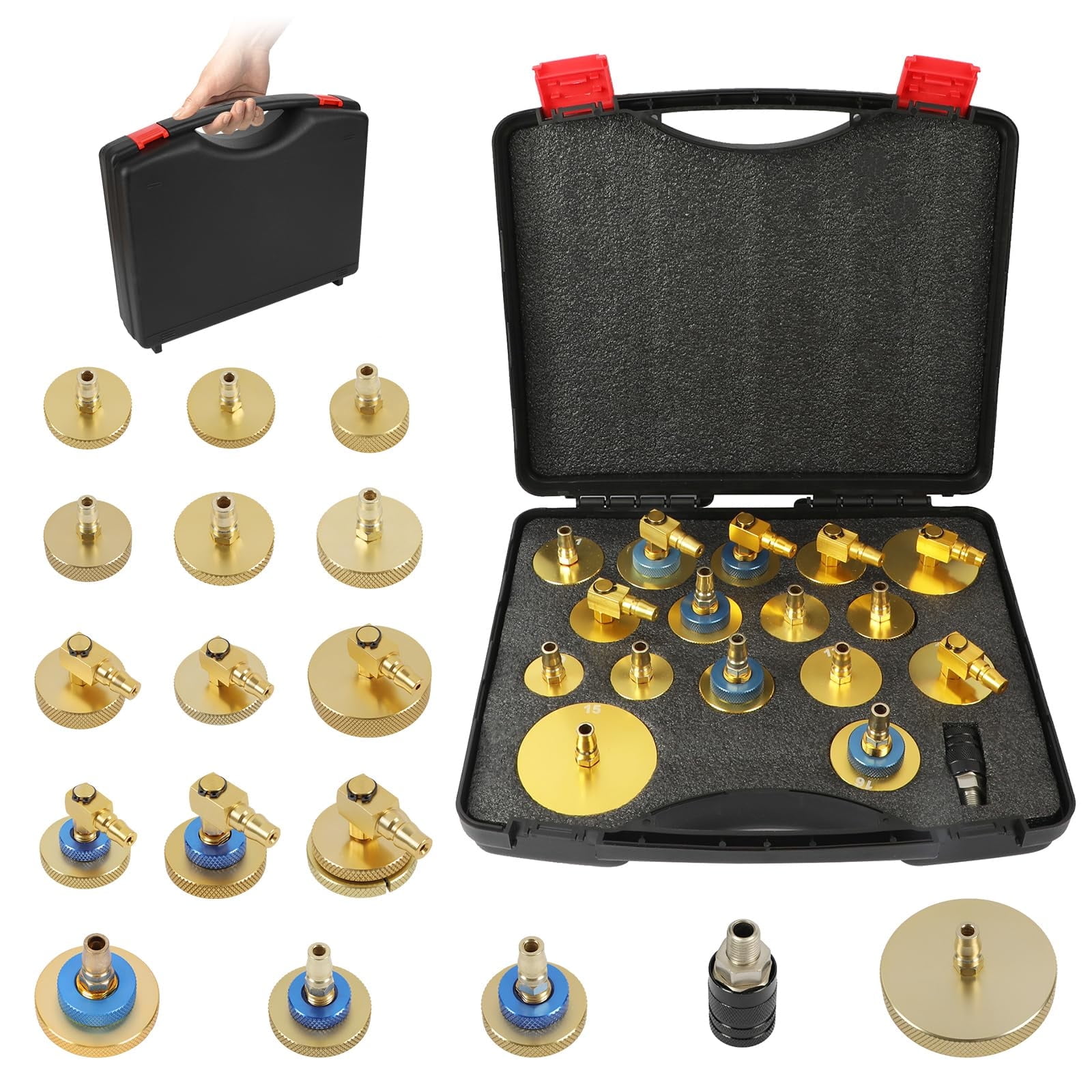 AUTOOL Brake Bleeder Adapter Kit 17 Pcs Master Cylinder Bleeder Tool ...