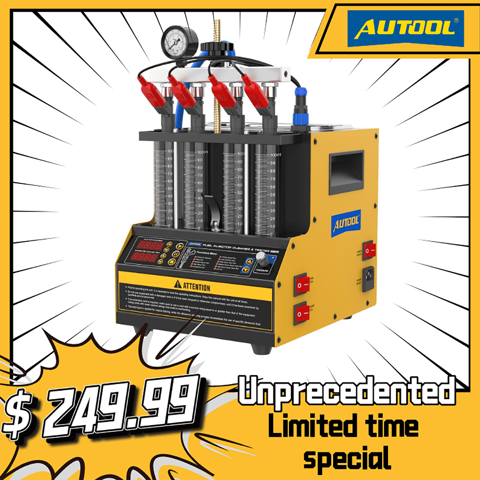 AUTOOL CT160 Automotive Fuel Injector Cleaner & Tester 2000ml 4 ...