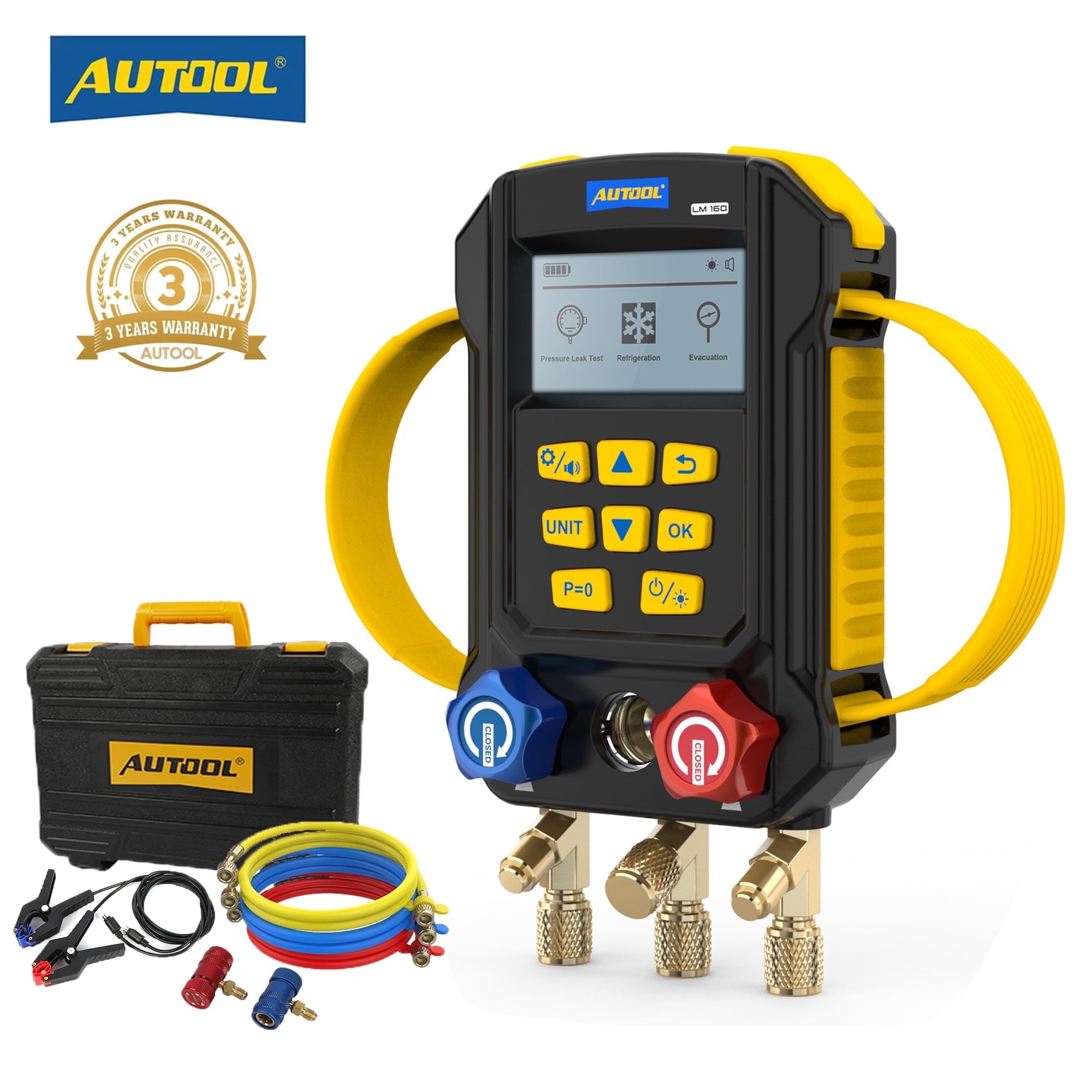 AUTOOL LM160 Digital HVAC Manifold Gauge Kit, Pressure Tester for ...