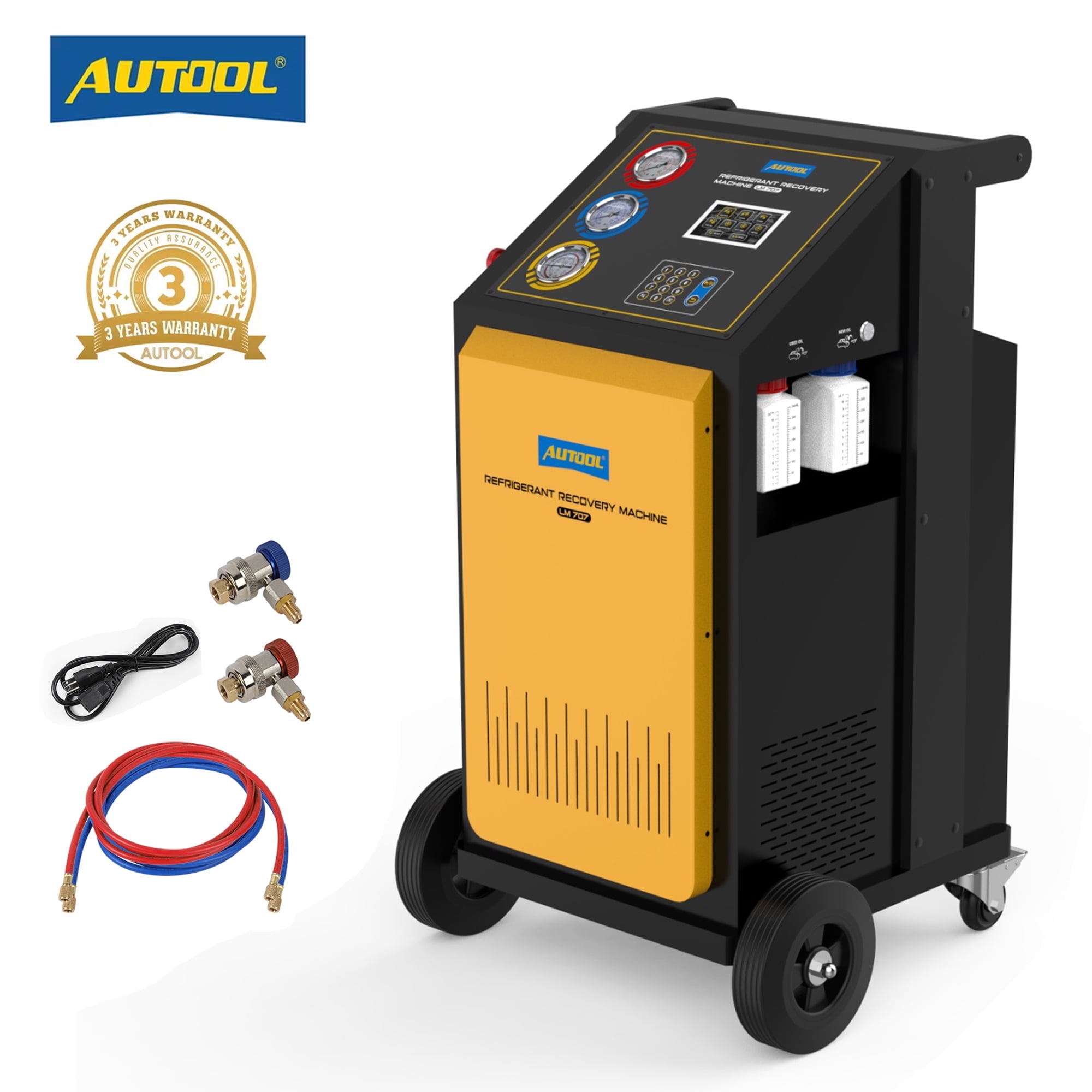 AUTOOL LM707 AC Refrigerant Recharge Recovery Machine, 3/8 HP, 110V 60Hz, R134a Compatible ...