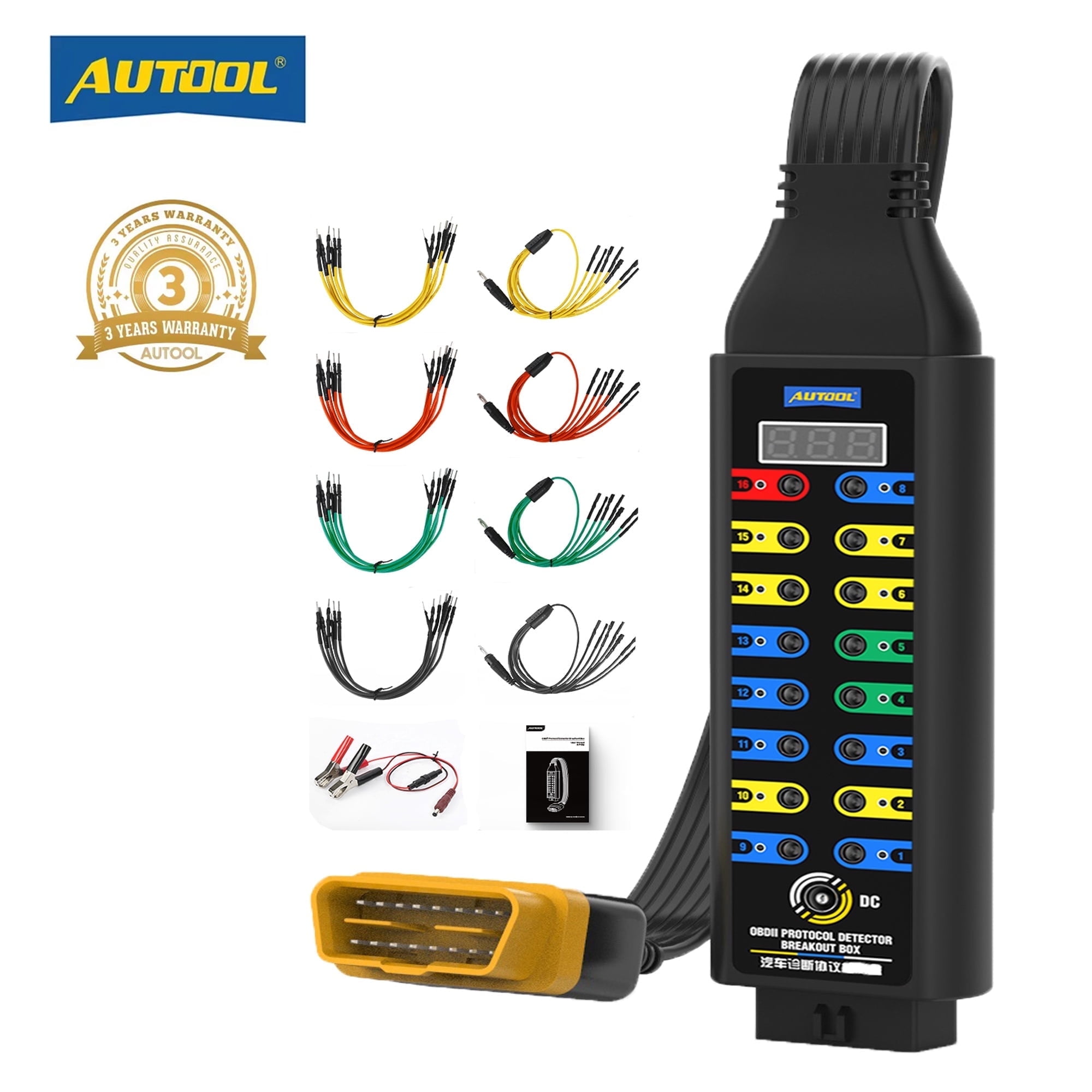 AUTOOL OBD2 Breakout Box, OBDII Protocol Diagnostic Detector 16-Pin CAN ...