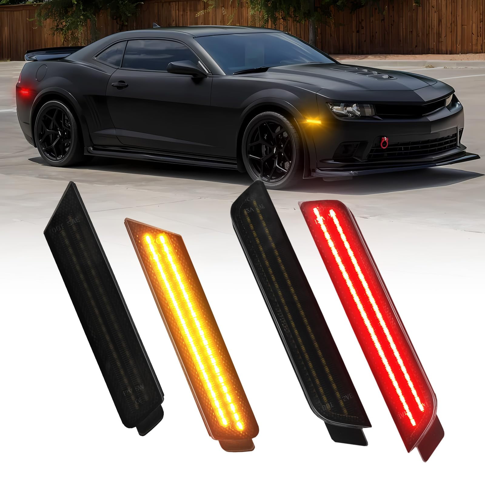AUTOONE LED Side Marker DHF10 Lights Red & Yellow Compatible With 5th ...