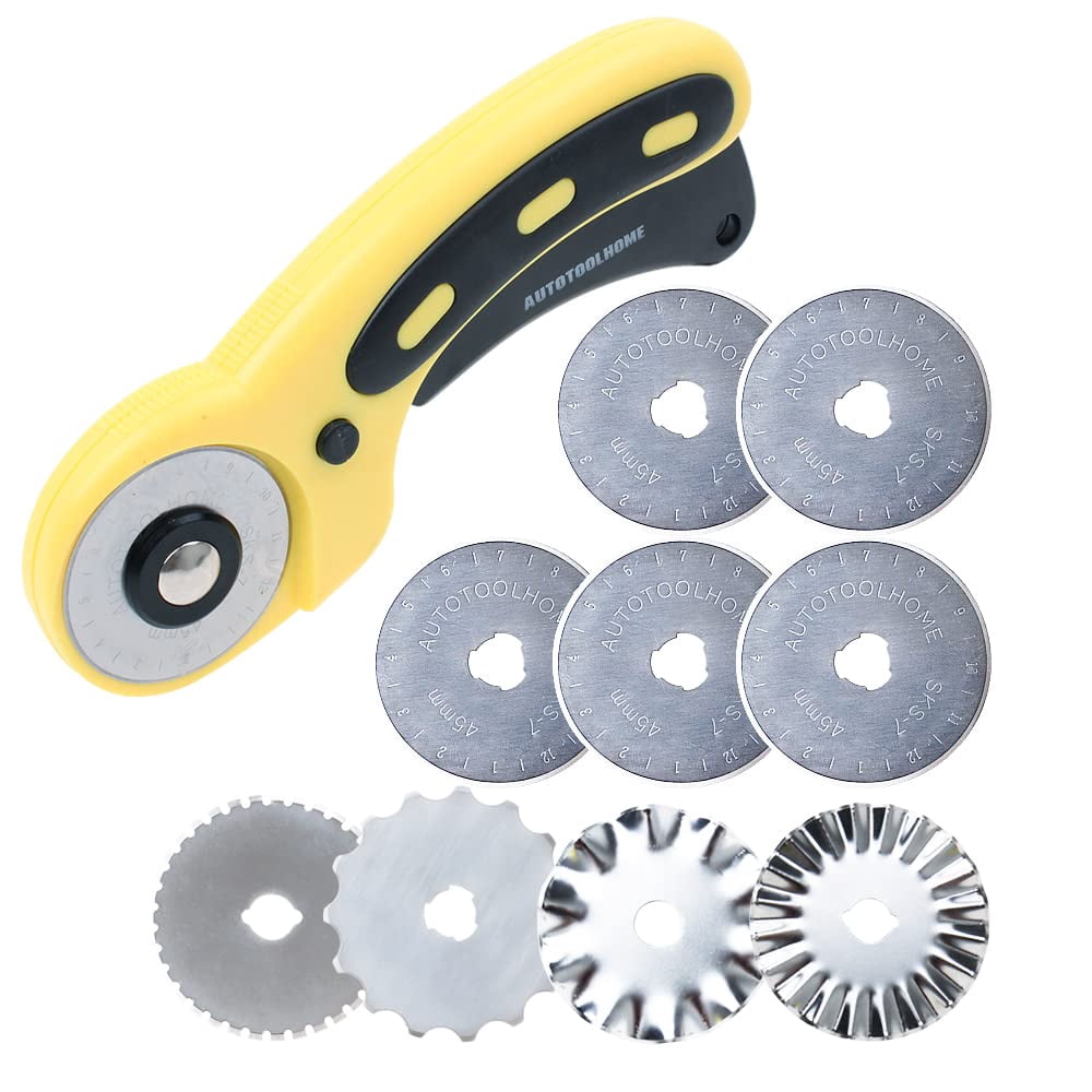 AUTOTOOLHOME 45mm Rotary Cutter Set with 9 Pack Replacement Rotary ...