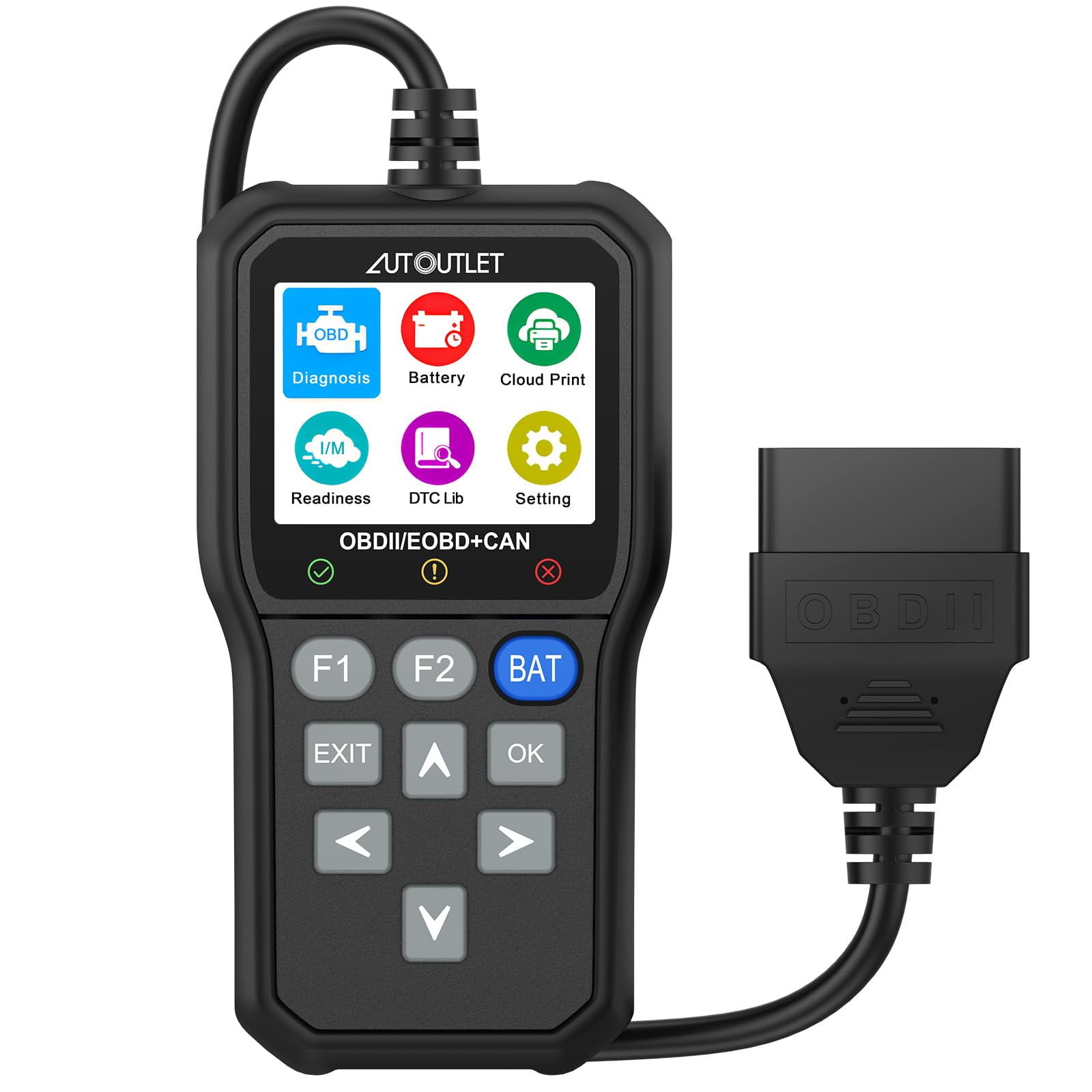 AUTOUTLET OBD2 Scanner, Car Code Reader with Cloud Printing, Diagnostic ...