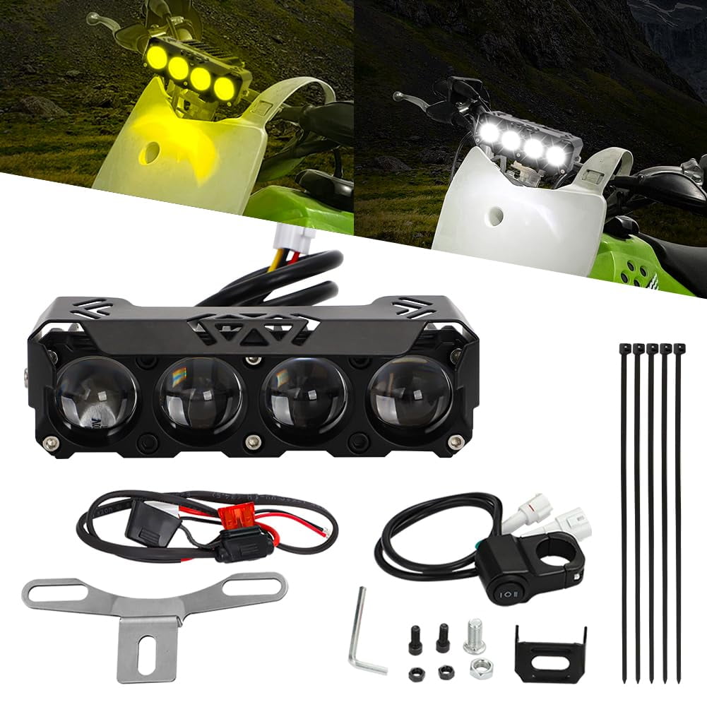 AUTOVIC Dirt Bike Light RRF12 Bar Kit, 2 Modes White Light & Amber Light Front Lamp Lights Spot ...