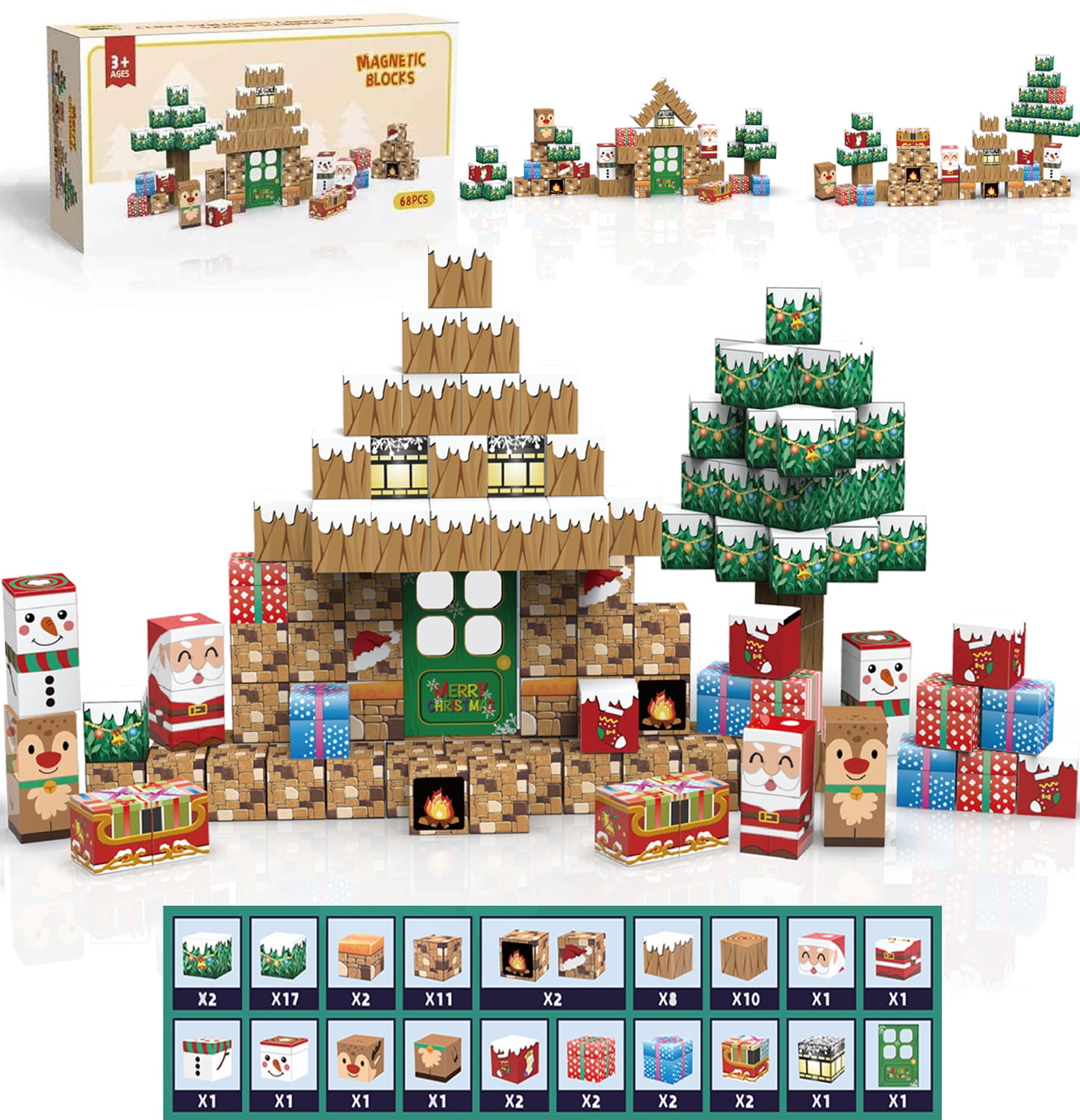 AUTOVISUM Magnetic Blocks 68pcs, Magnetic Building Tiles, Magnet Toys ...