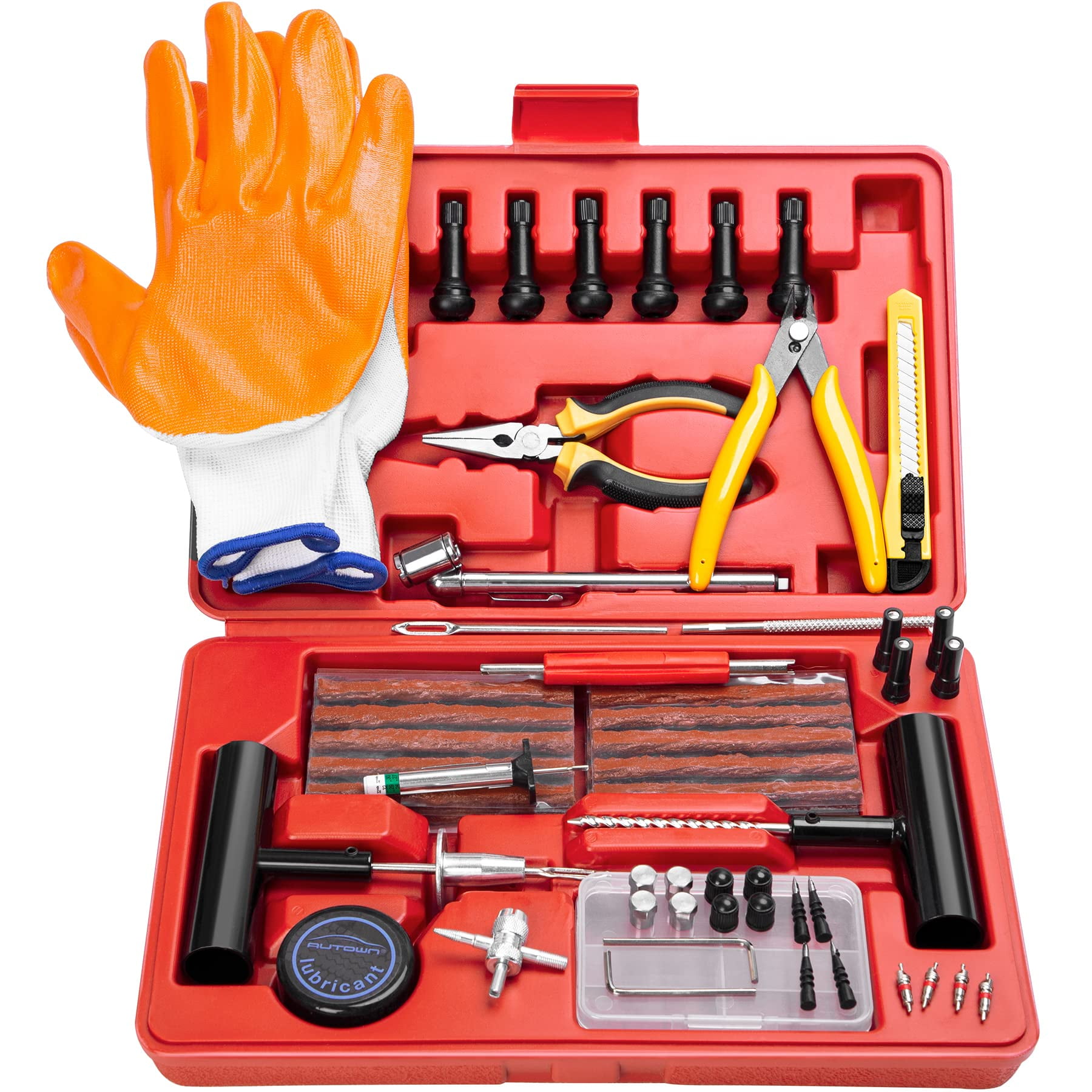 AUTOWN Flat Tire Repair Kits, 74 Pcs Universal Tire Plug Kit Heavy Duty ...