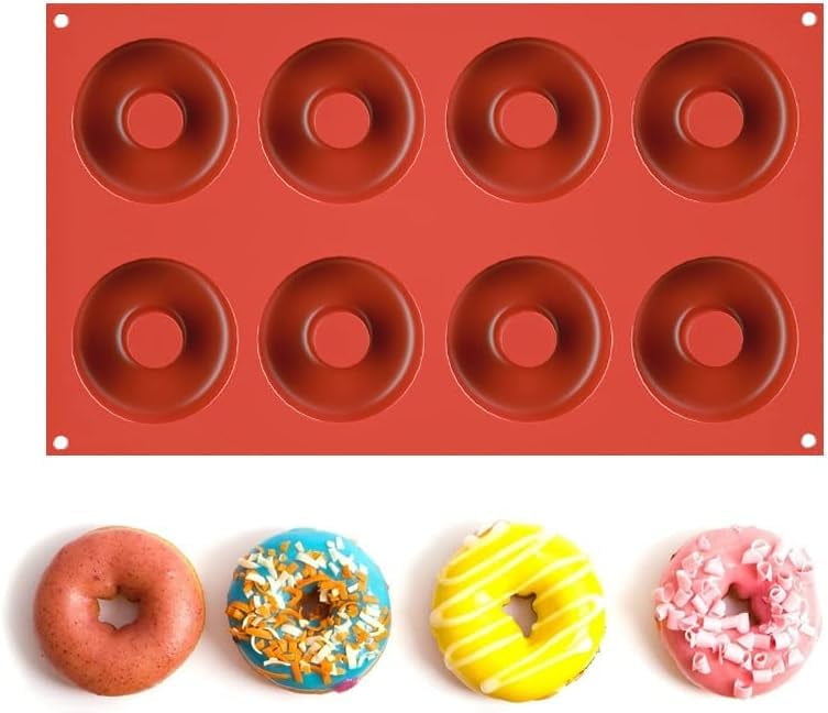 AUTOWRAP Donut Mold Silicone for Baking Donut Pan NonStick Molds 8 ...