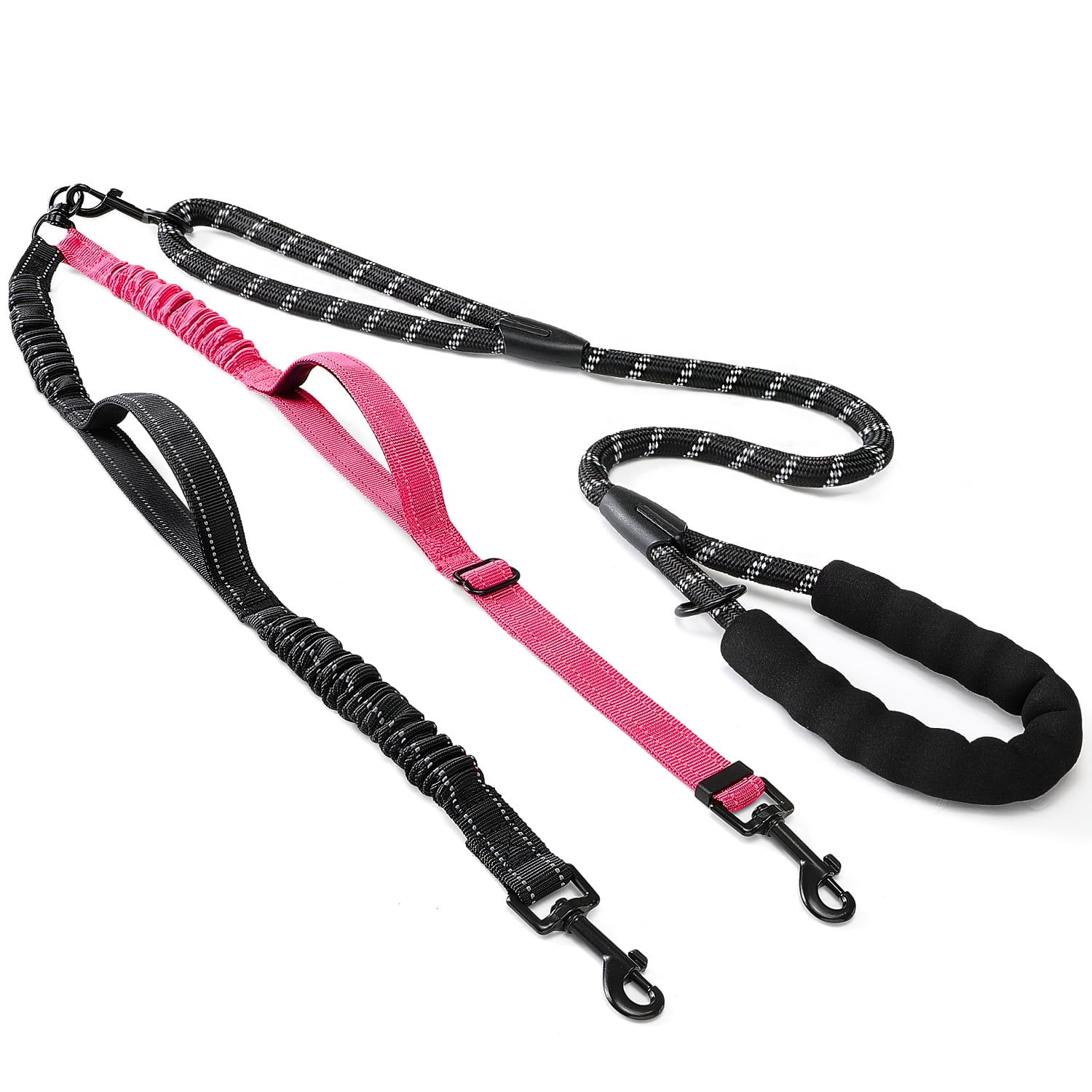 AUTOWT Double Dog Leash, 360° Swivel No Tangle Reflective Lead with Two ...