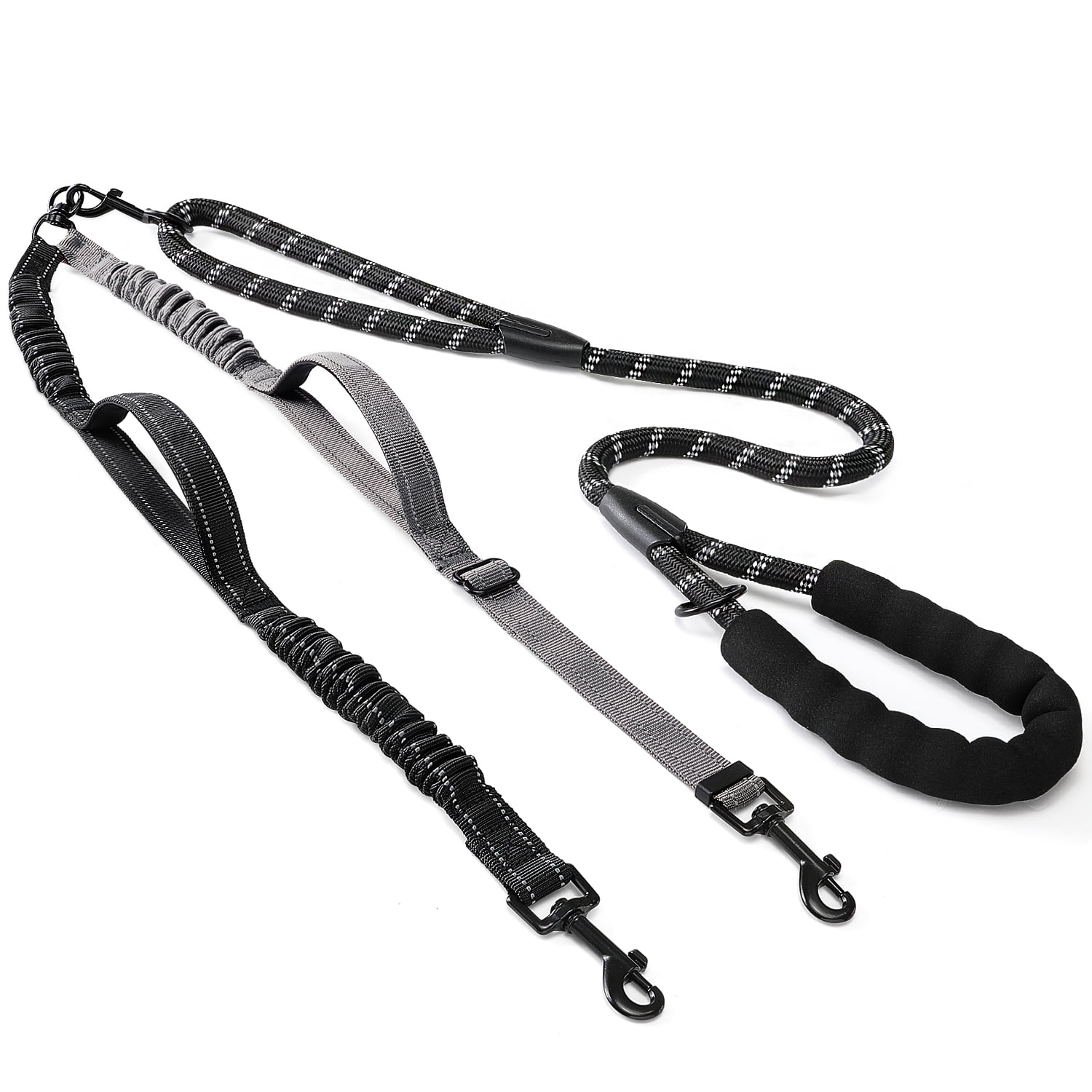 AUTOWT Double Leash for Two Dogs, No Tangle 360°Swivel with 4 Handles ...