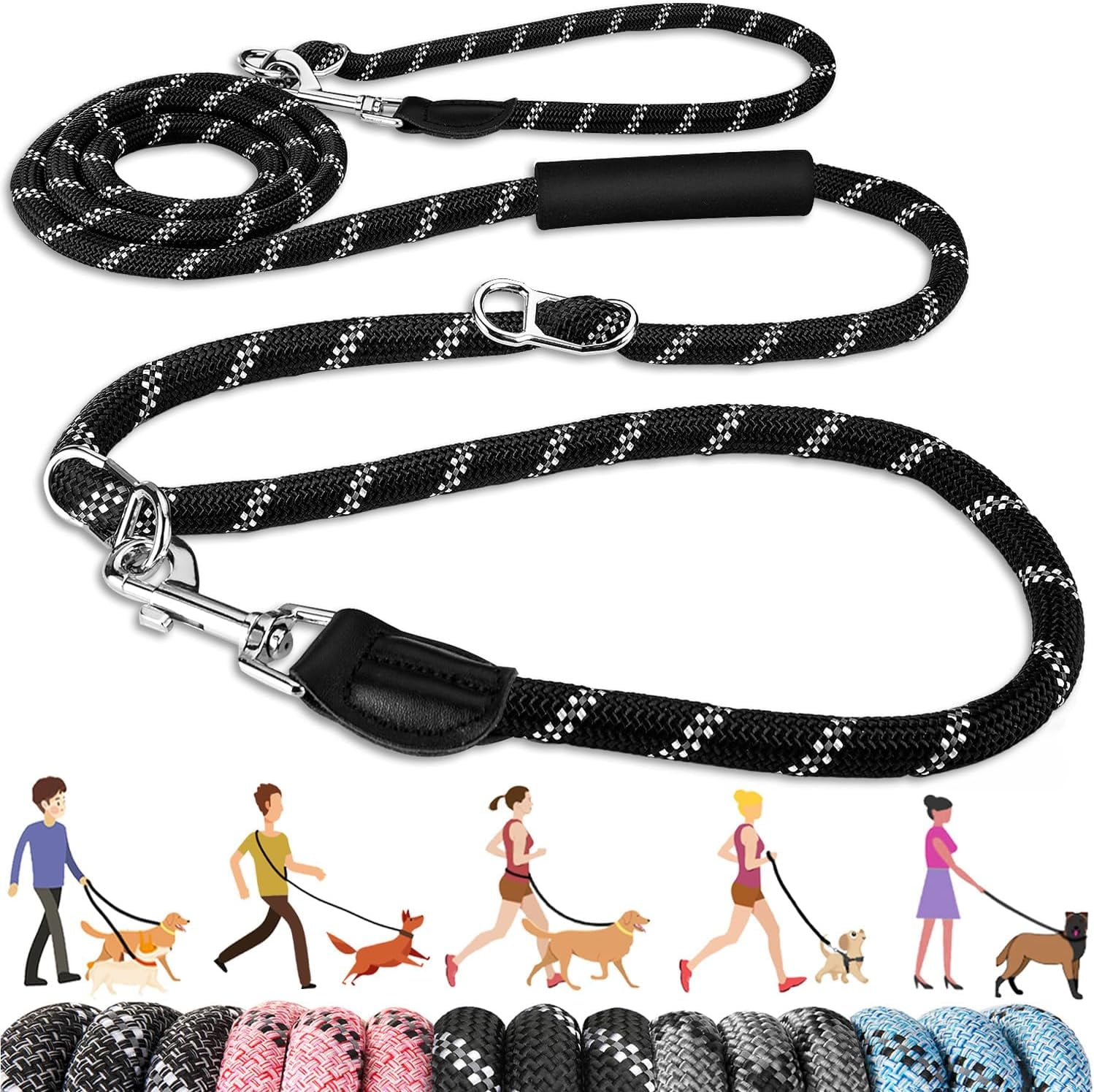 AUTOWT Hands-Free Dog Leash, 10FT Adjustable Tangle-Free Reflective ...