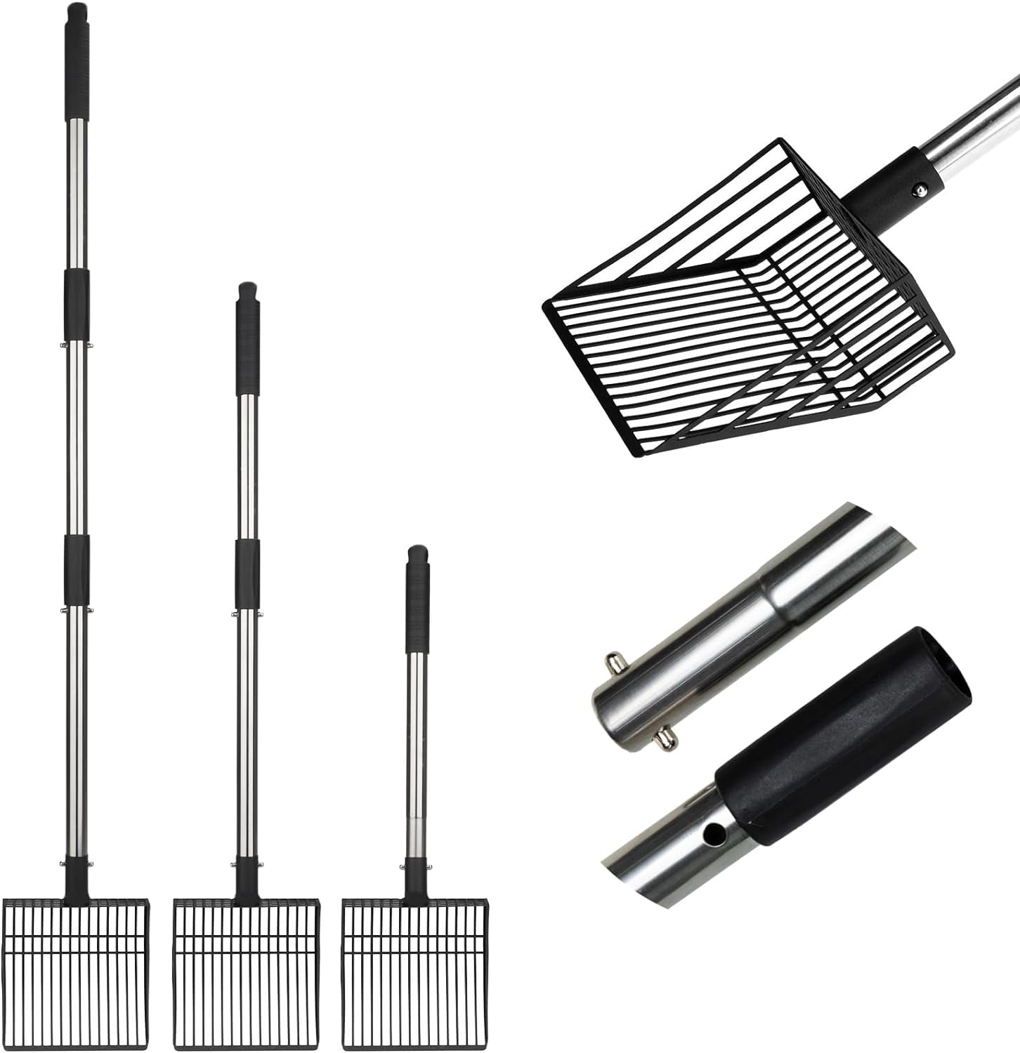 AUTOWT Long Handle Chicken Poop Scooper, Stainless Steel Removable ...