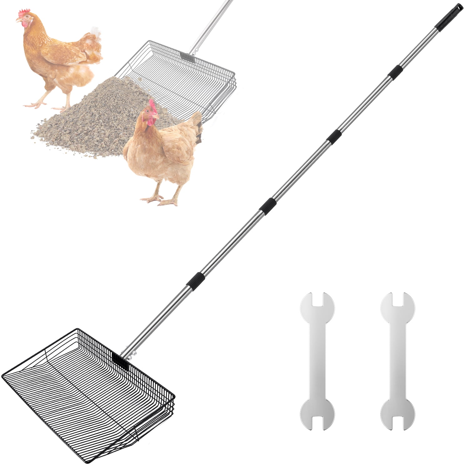 AUTOWT 15-Inch Large Metal Chicken Poop Scooper - Heavy-Duty Sifting ...