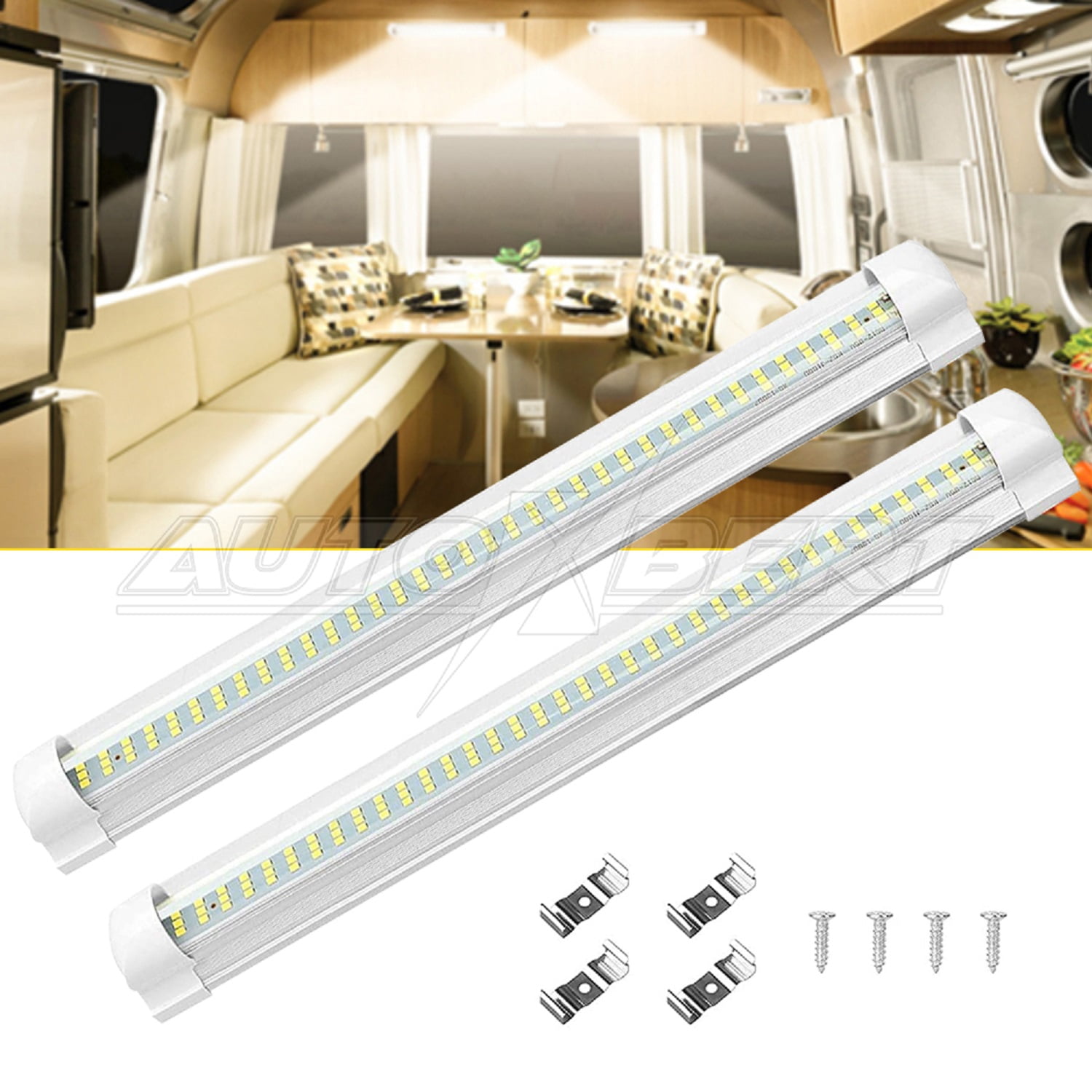AUTOXBERT 2Pcs 12V LED Lights Bar 108 LED 6000K RV Interior Light Strip ...