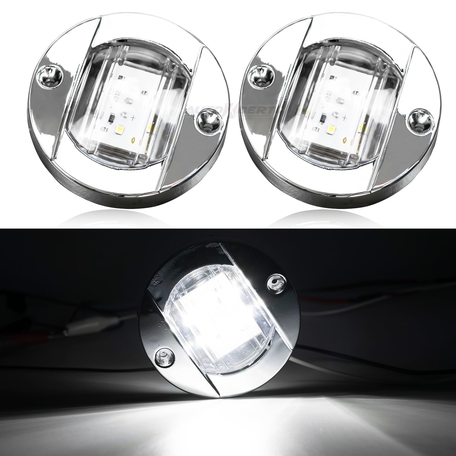AUTOXBERT 12V Round White LED Marine Navigation Stern Lights for ...