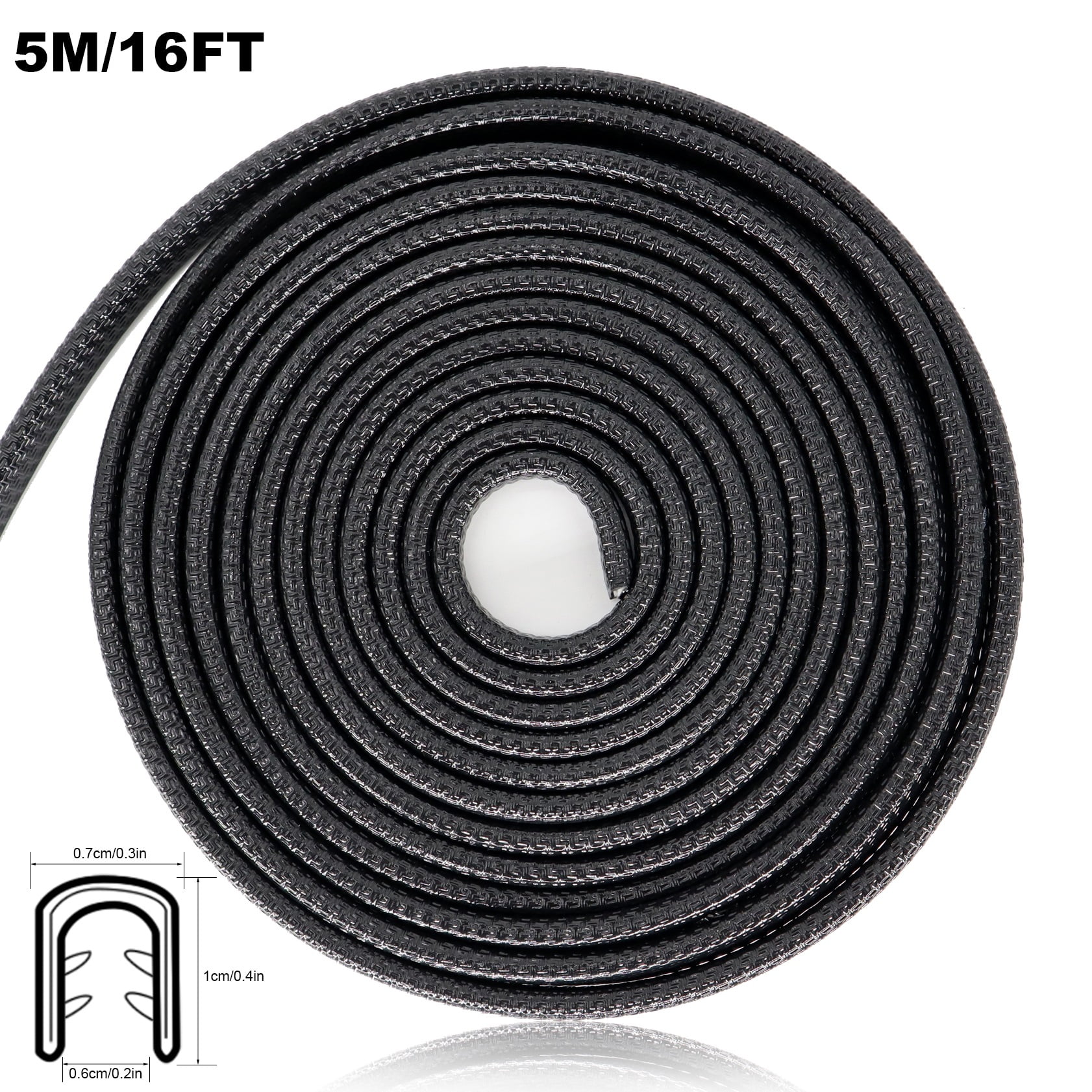 AUTOXBERT 16ft/5m Car Door Edge Guard U Shape Rubber Seal Strip Trim ...