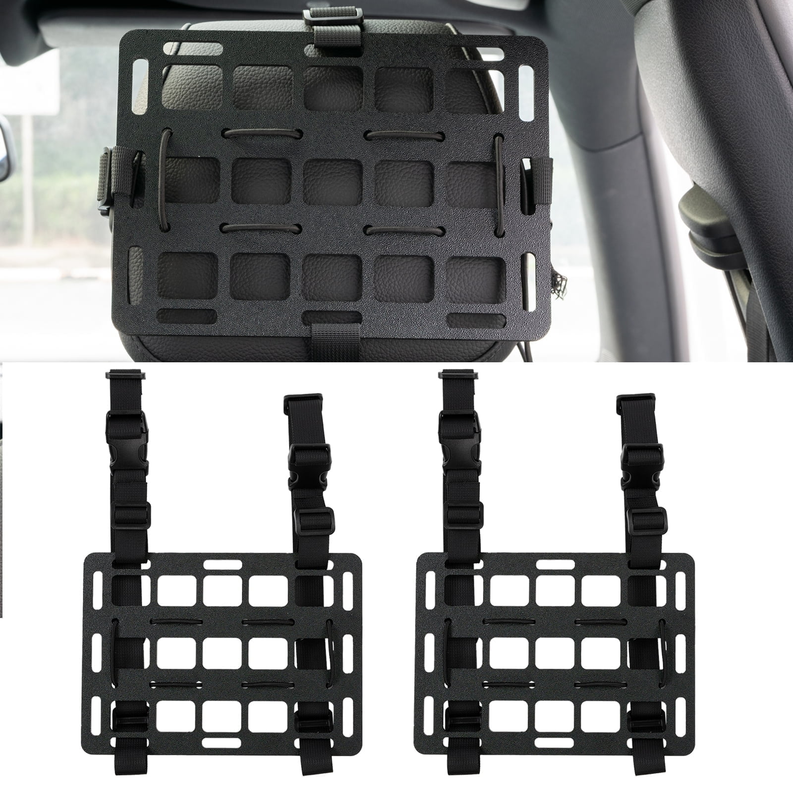 AUTOXBERT 2 Pcs Tactical Rigid MOLLE Panel Vehicle Car Seat Headrest ...