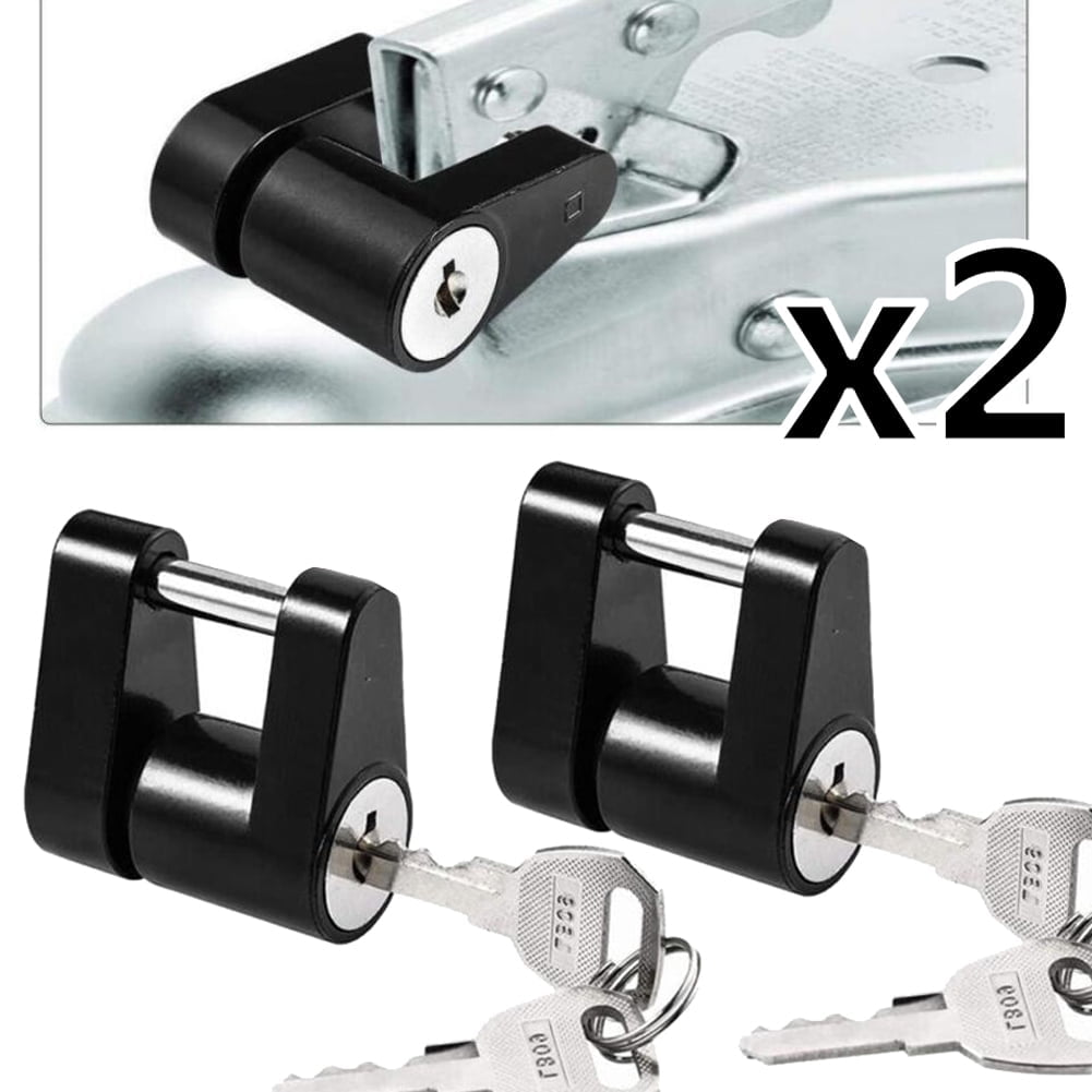 AUTOXBERT 2PCS Trailer Hitch Coupler Lock Anti Theft Secure Tow Towing ...