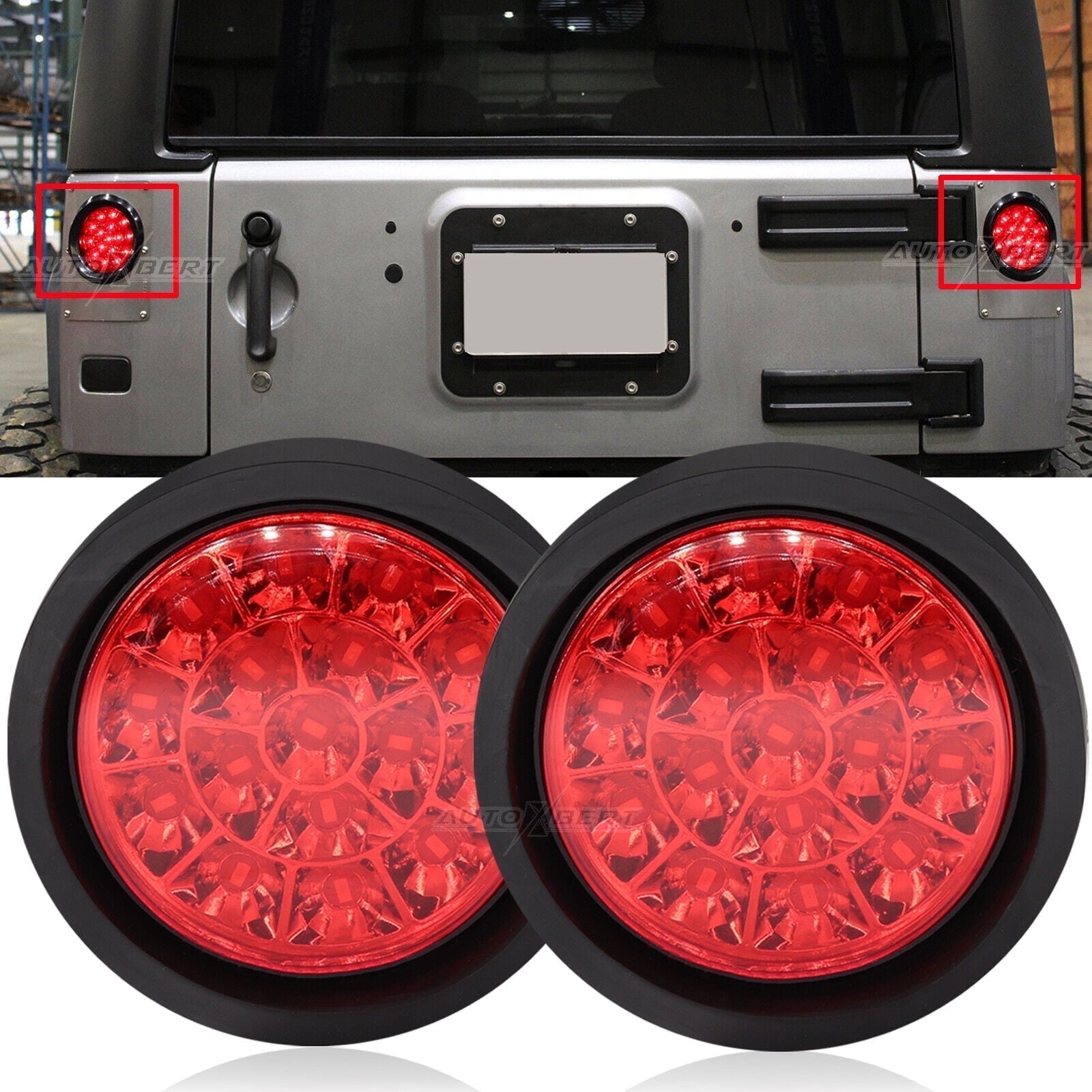 Yi Ya Su 2Pc 4 Inch Round Red LED Trailer Tail Lights, Brake Stop Lamp ...