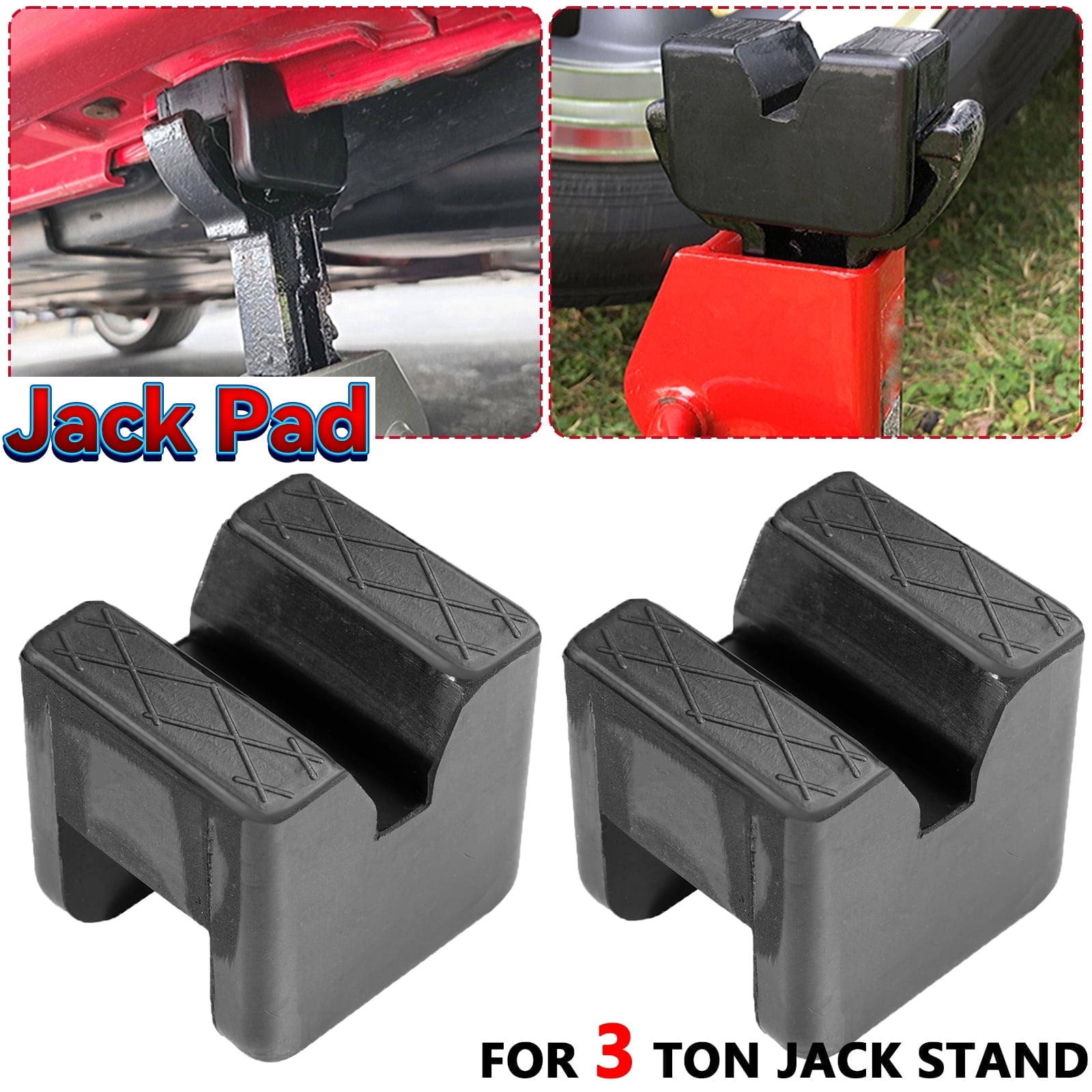 AUTOXBERT 2x 3 Ton Car Rubber Cross Slotted Jack Pad Adapter Guard ...