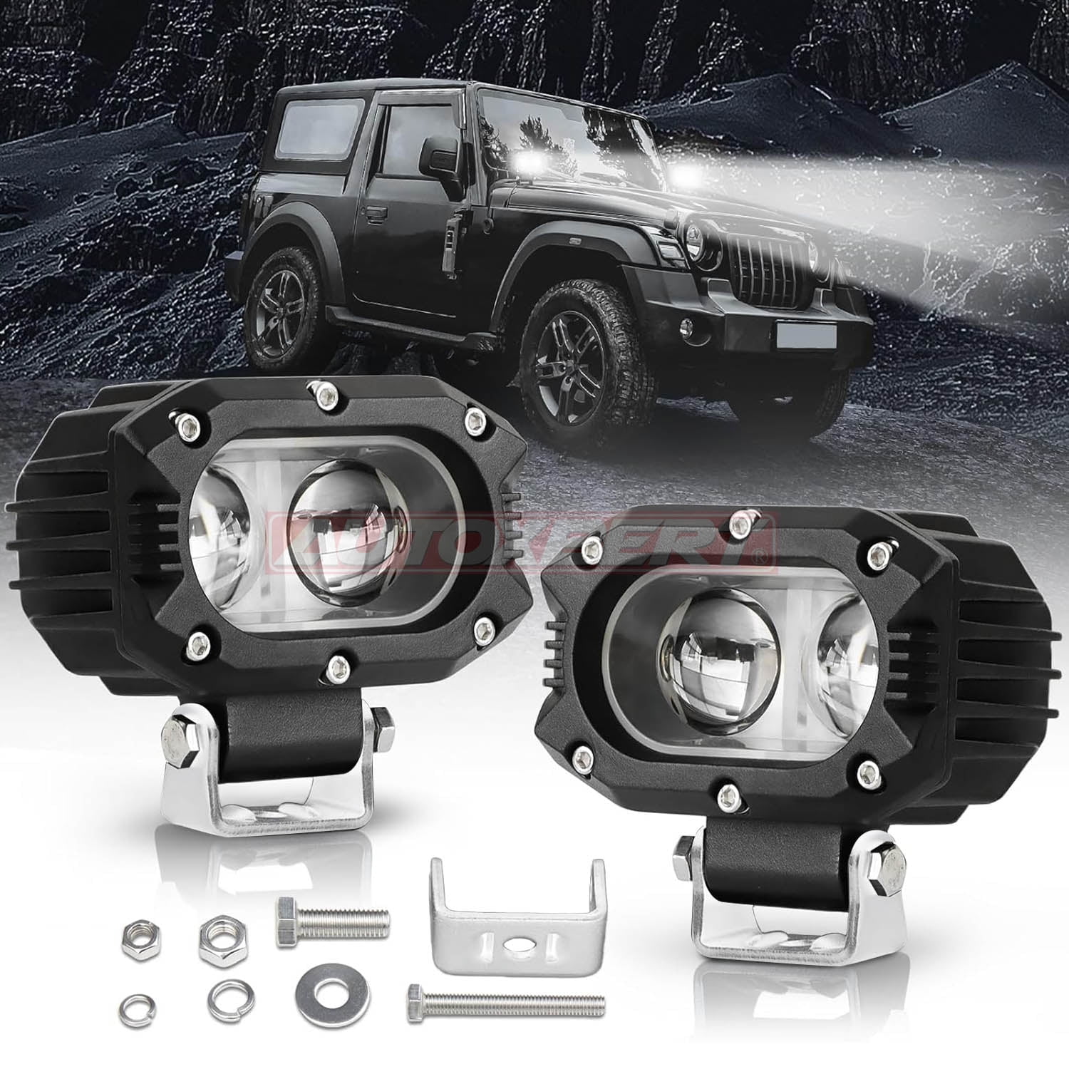 AUTOXBERT 2PCS 4 Inch Pod Light Square Off Road Fog Light Offroad ...