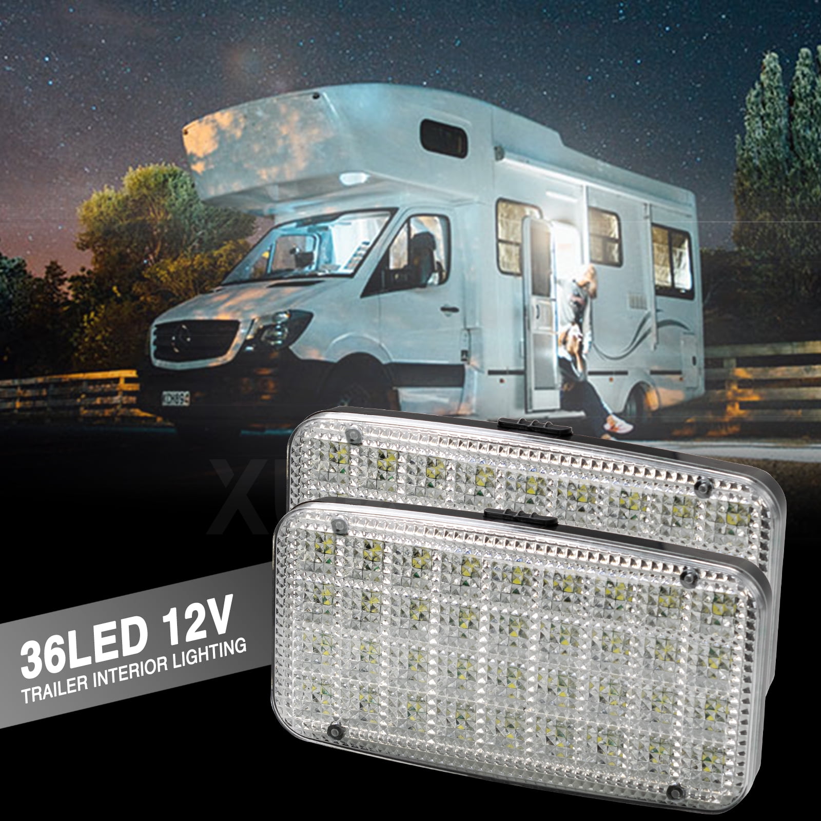 AUTOXBERT 2x Caravan Interior Dome Reading Light Roof Cabin Lamp ...
