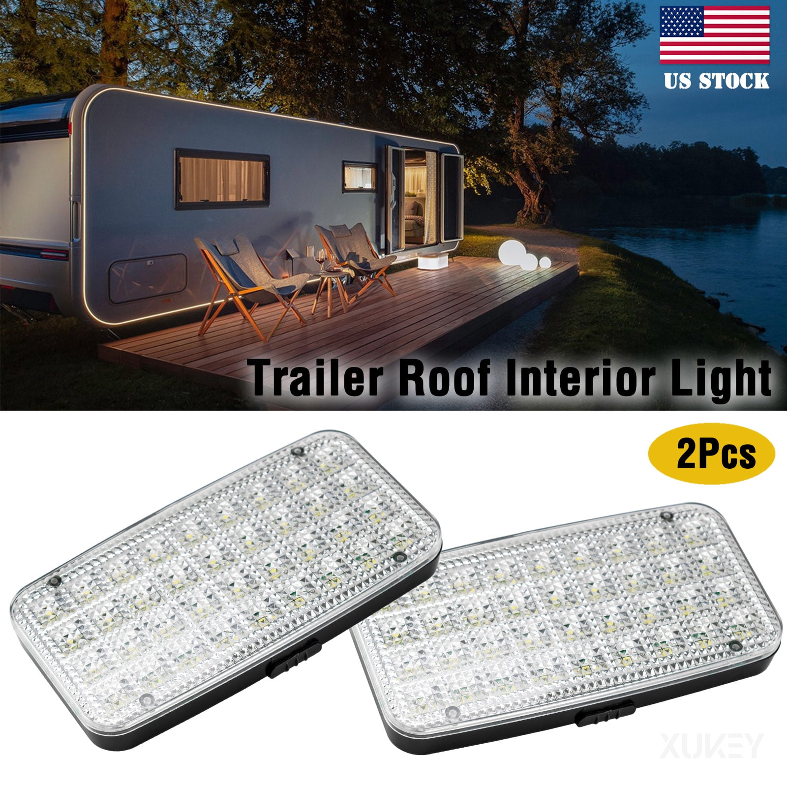AUTOXBERT 2x White 12V 36LED Interior Ceiling Roof Light Dome Reading ...