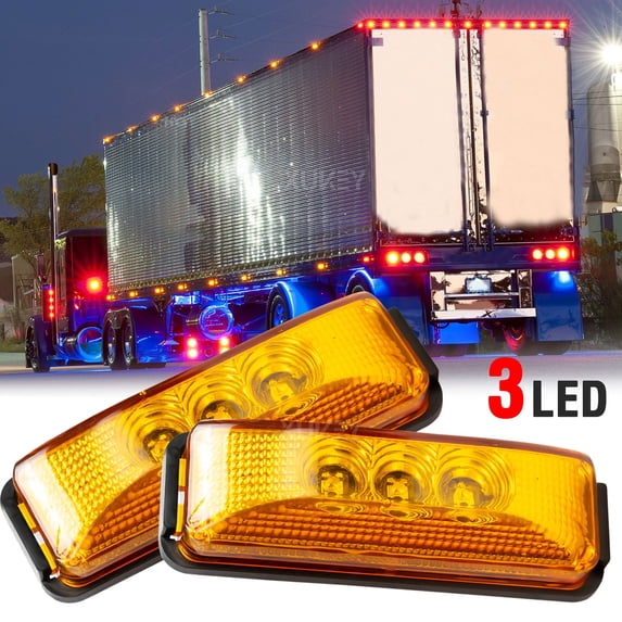 AUTOXBERT 3-LED Trailer Side Marker Lights Amber Clearance for Truck ...