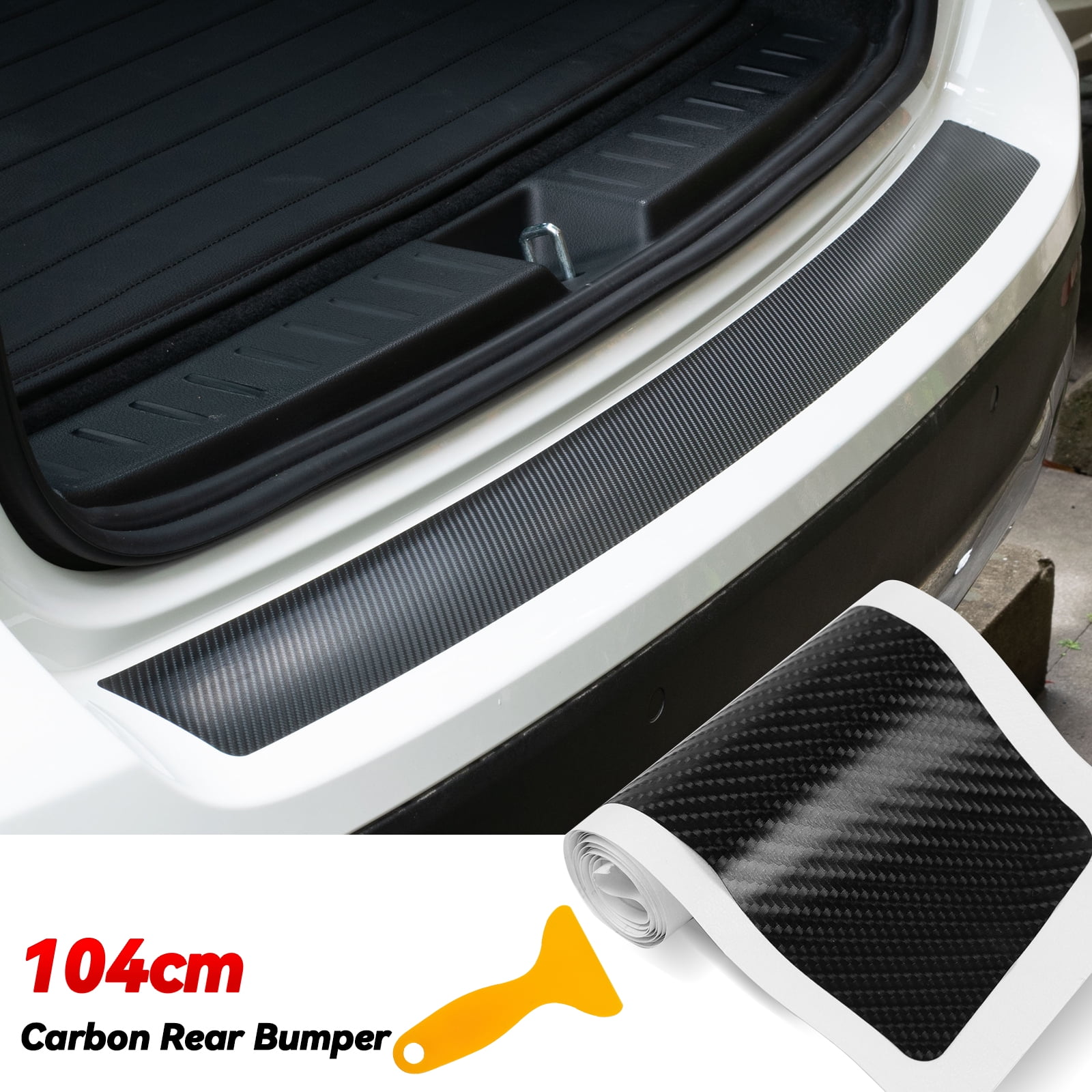 AUTOXBERT 4D Carbon Fiber Car Rear Bumper Protector Corner Trim Sticker ...
