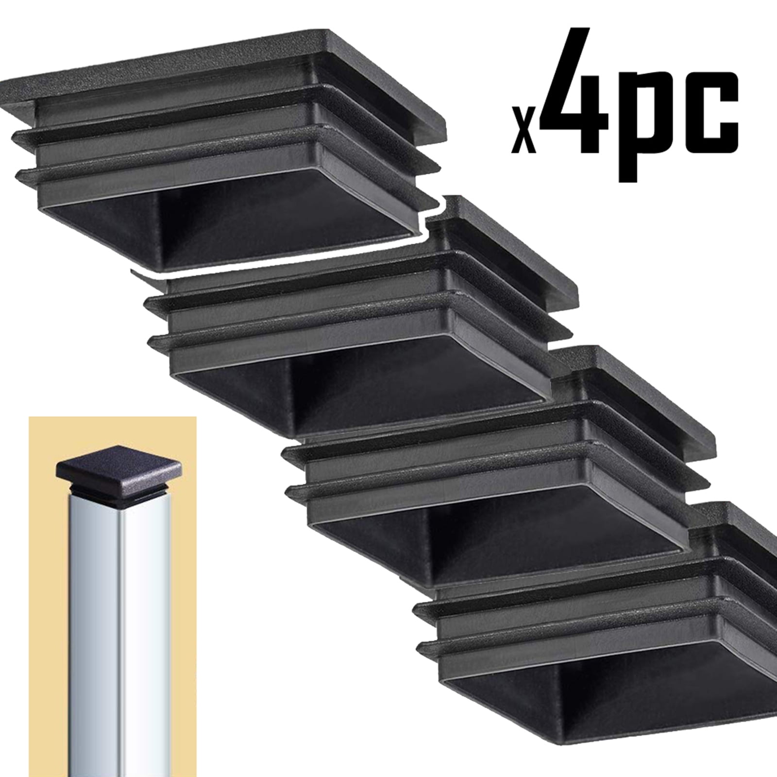AUTOXBERT 4Pcs 2" Square Blanking End Tube Caps Office Industrial Home ...