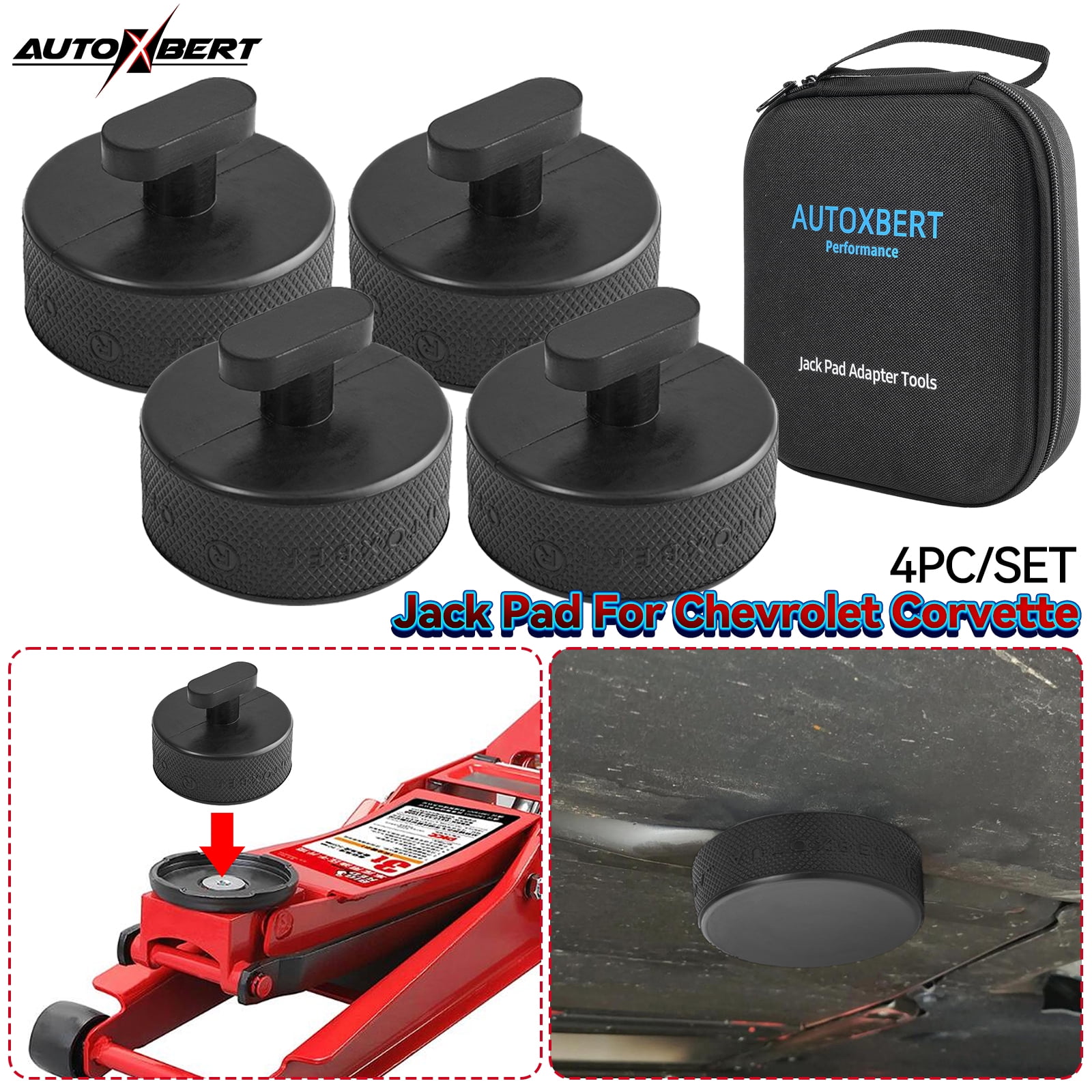 AUTOXBERT 4Pcs Rubber Jack Pucks Jacking Lift Pad Bag for Chevrolet ...